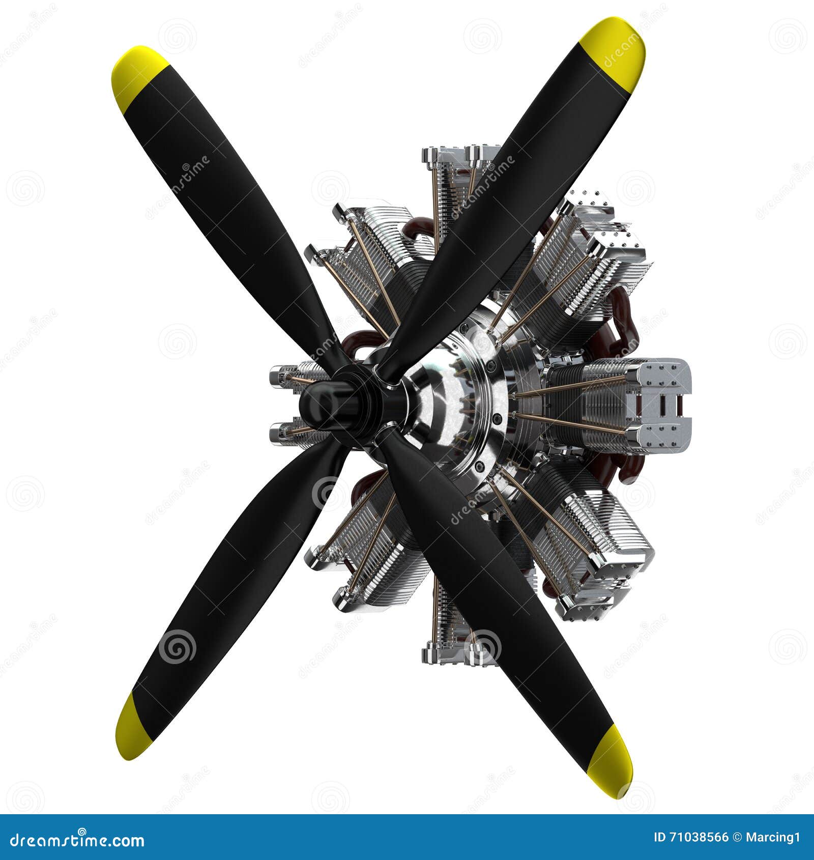 3d High Power Star Engine Wtih Propeller Stock Illustration ...