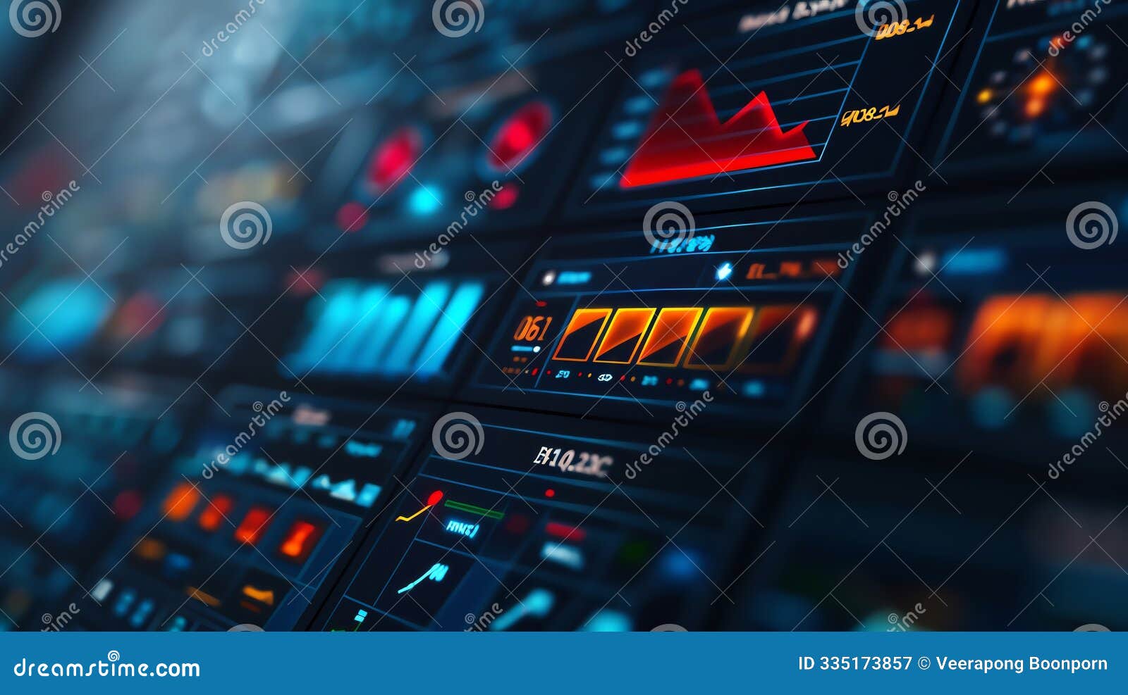 3D High-tech User Interface, Multiple Windows, Dynamic Data ...