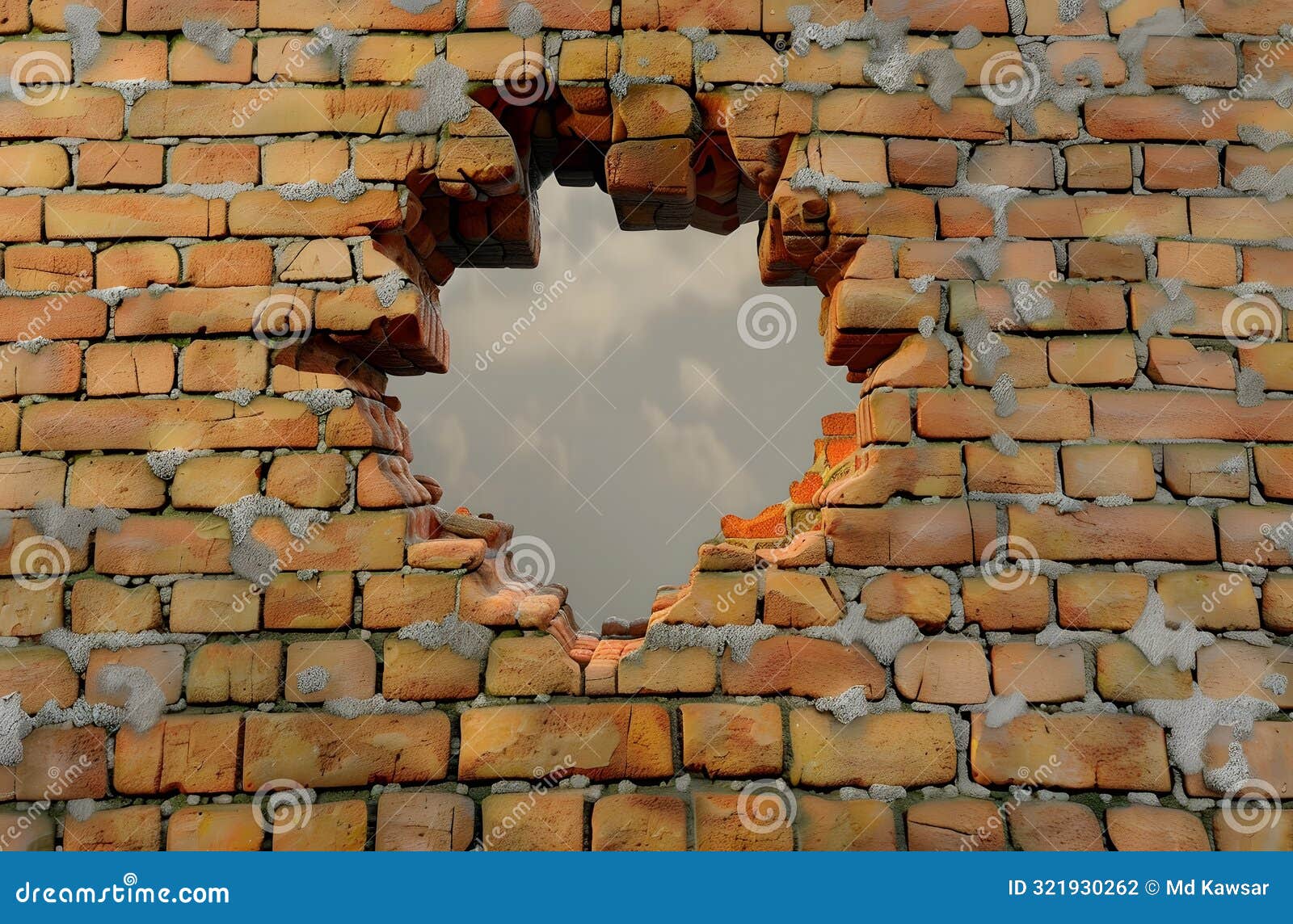 3D Hole in Brick Wall Background with Grunge Texture Stock Illustration ...
