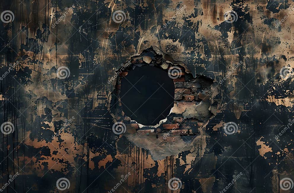 3D Hole in Brick Wall with Grunge Texture Stock Illustration ...