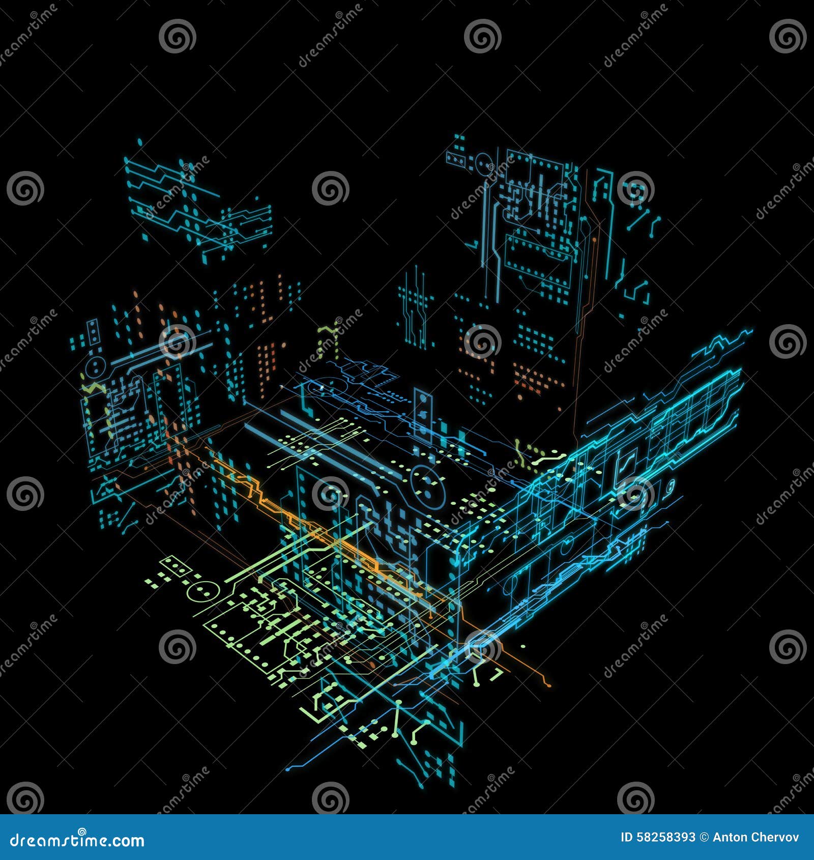 3d Hologram Futuristic Interface Stock Illustration - Illustration of ...