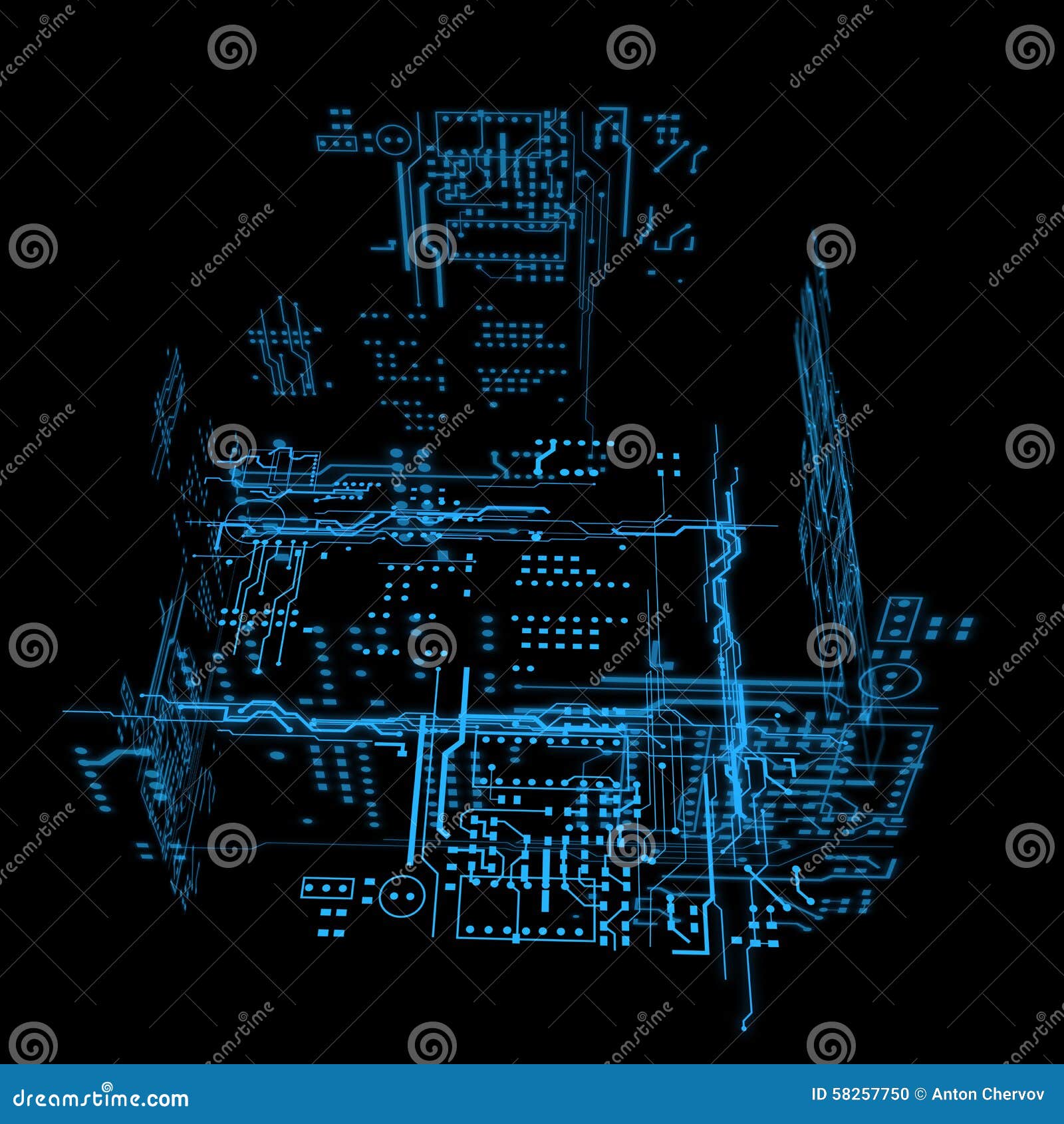 3d Hologram Futuristic Interface Stock Illustration - Illustration of ...