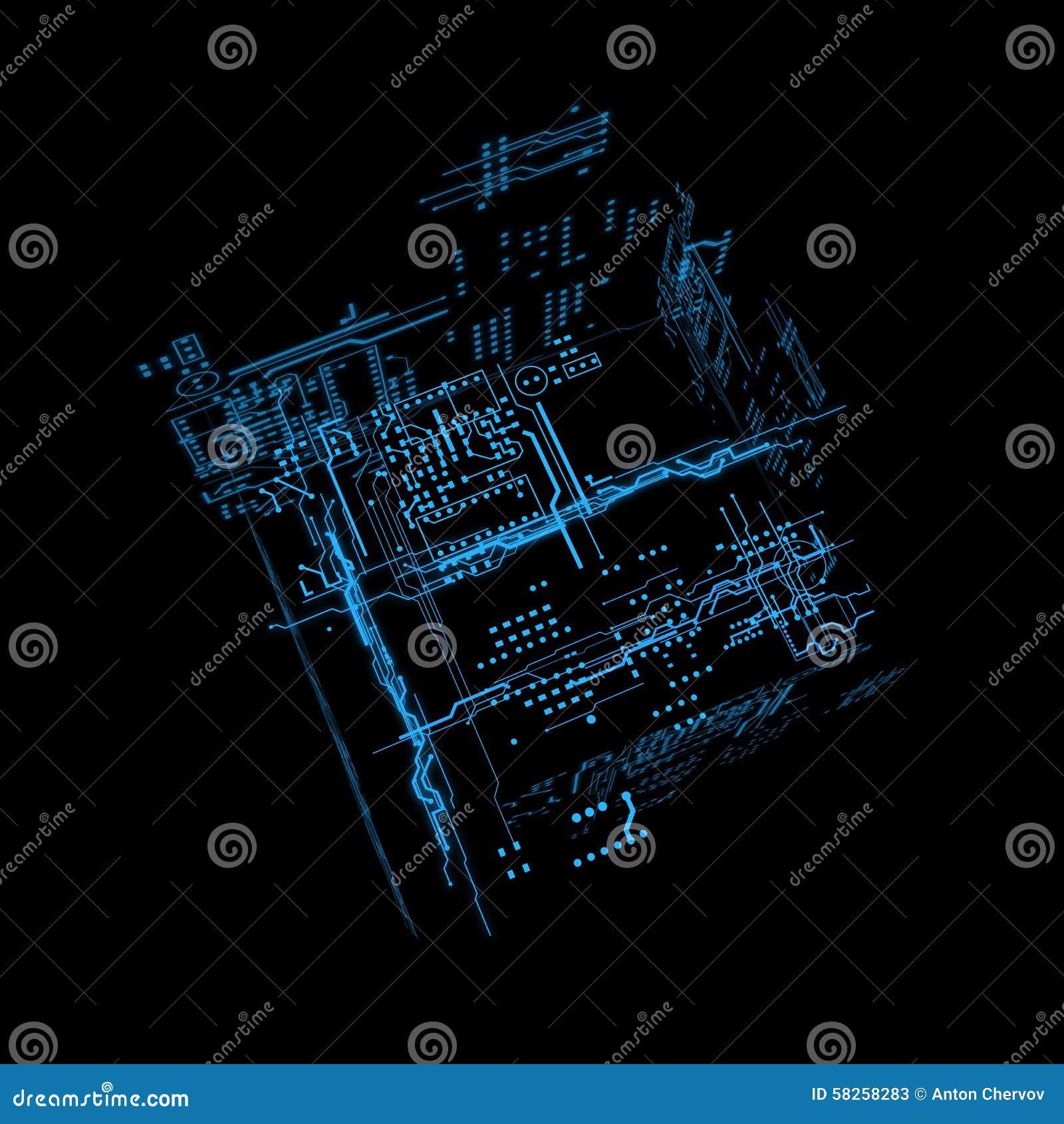 3d Hologram Futuristic Interface Stock Illustration - Illustration of ...