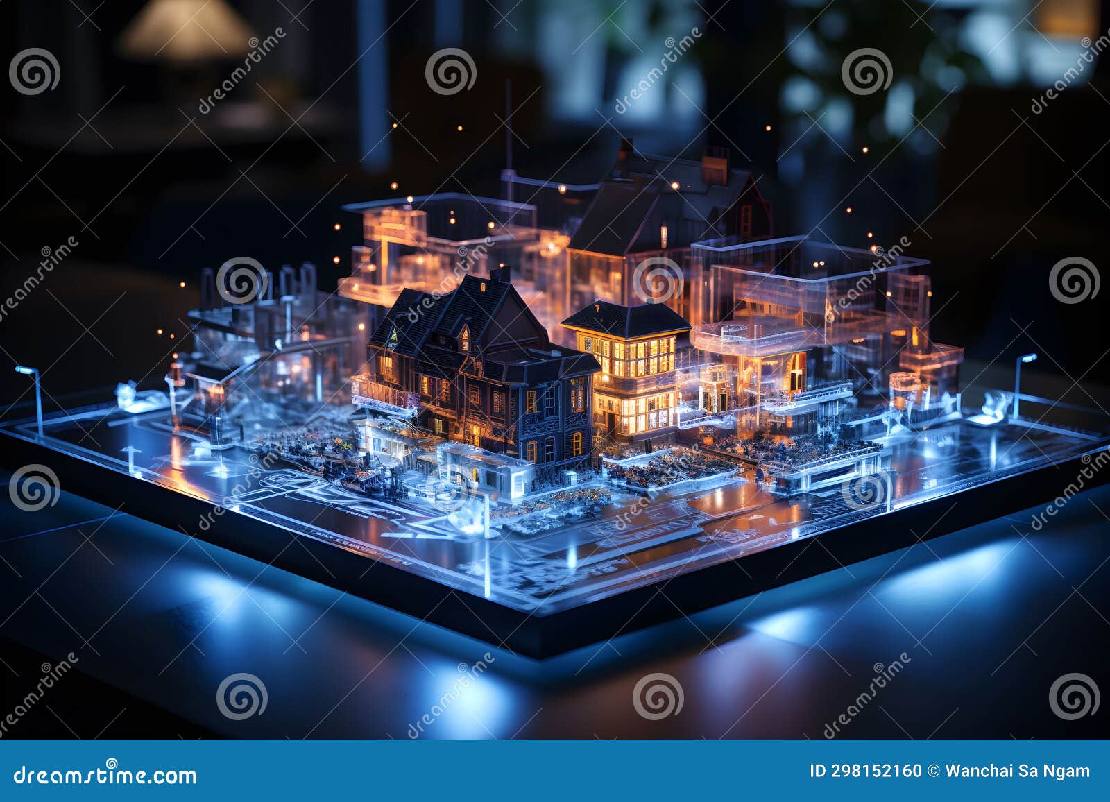 3D Hologram Modeling, Architecture, Technology Industry, Virtual ...