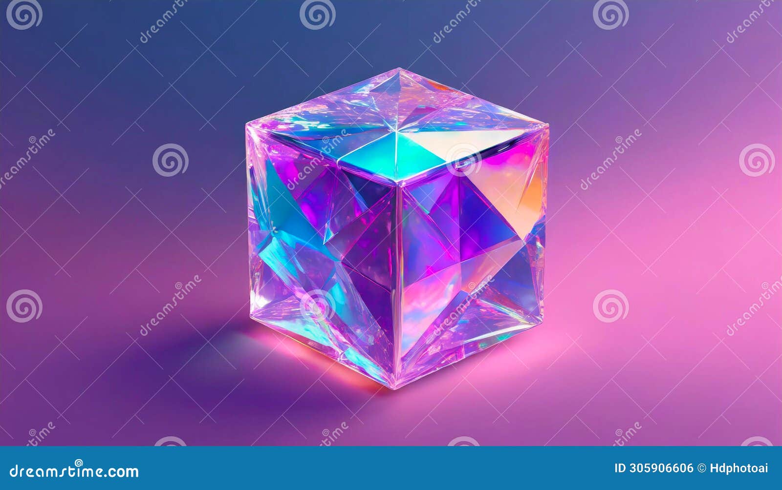 3d Holographic Abstract Cube,crystal Blocks with Holographic Purple ...