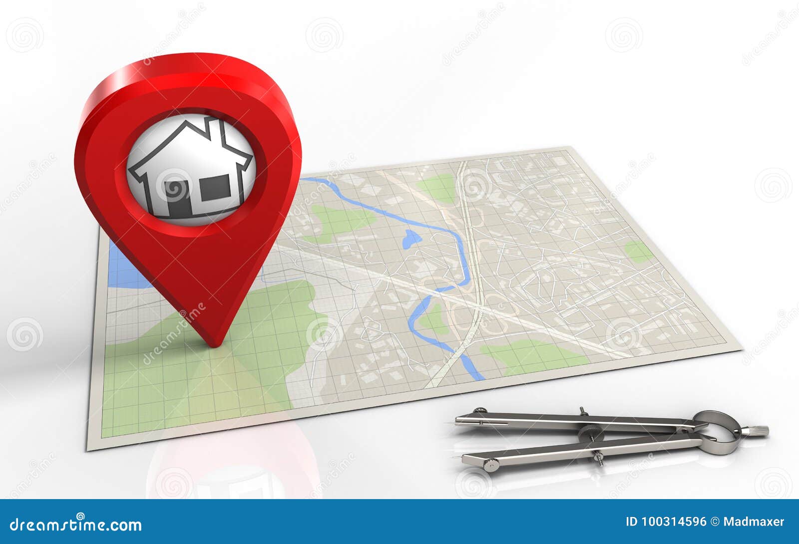 3d home pin stock illustration. Illustration of symbol - 100314596