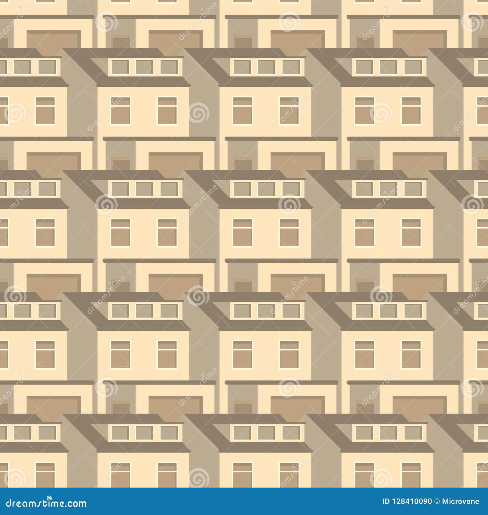 3d Homes Seamless Pattern Design Vintage Flat Stock Vector ...