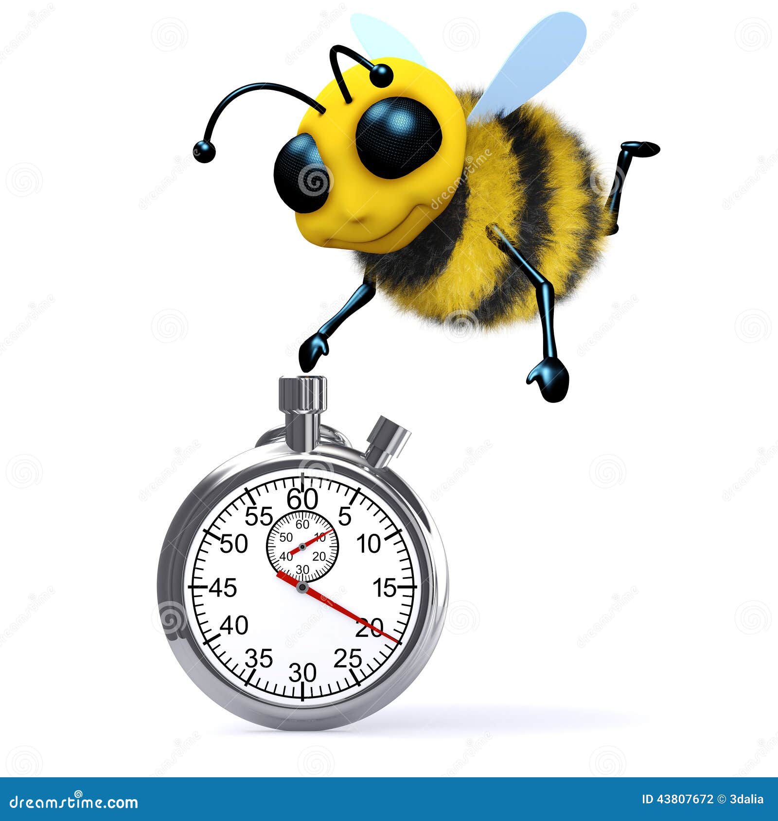 3d Honey Bee with a Stopwatch Stock Illustration - Illustration of ...