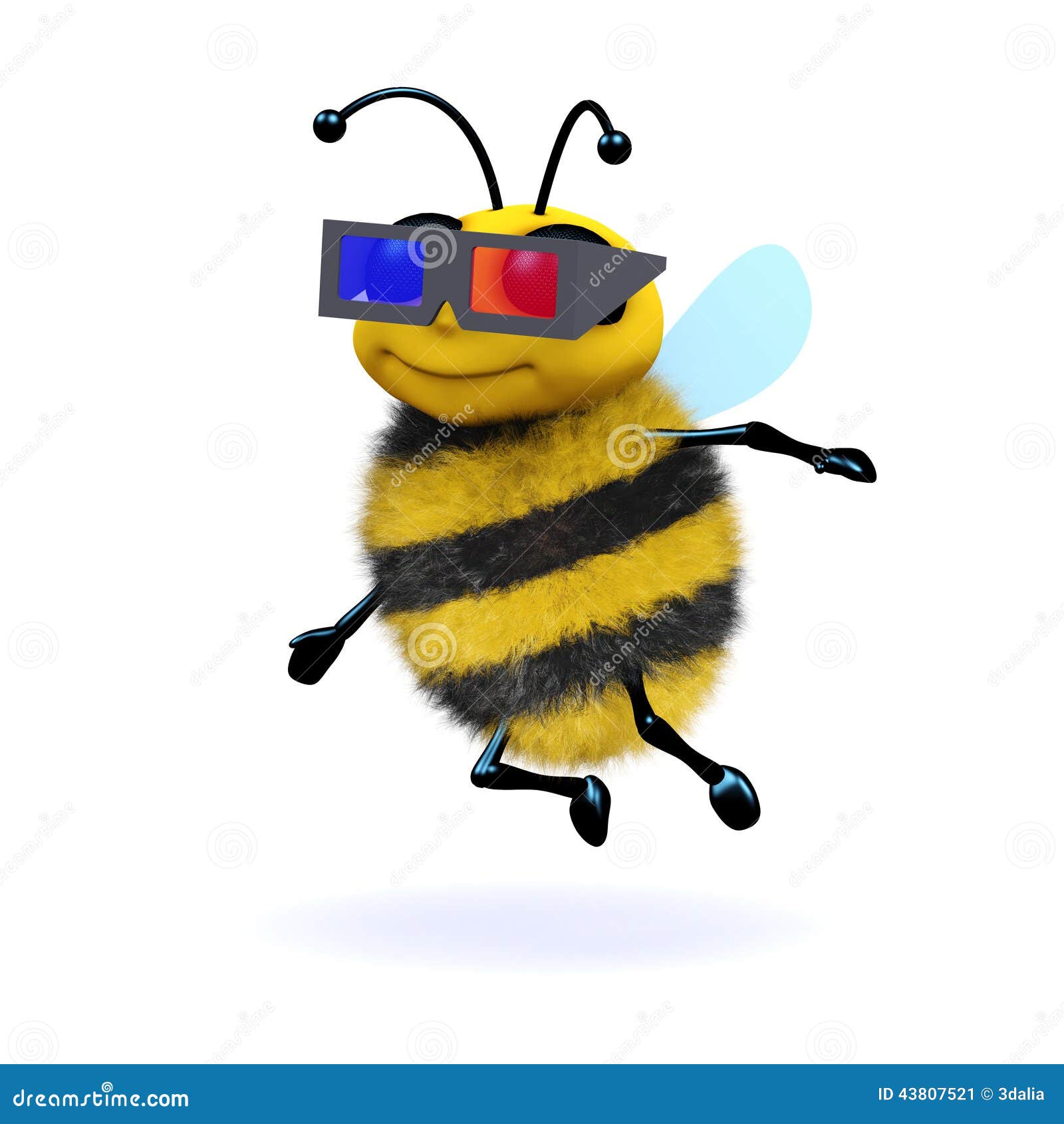 3d Honey Bee Wearing 3d Glasses Stock Illustration - Illustration of ...