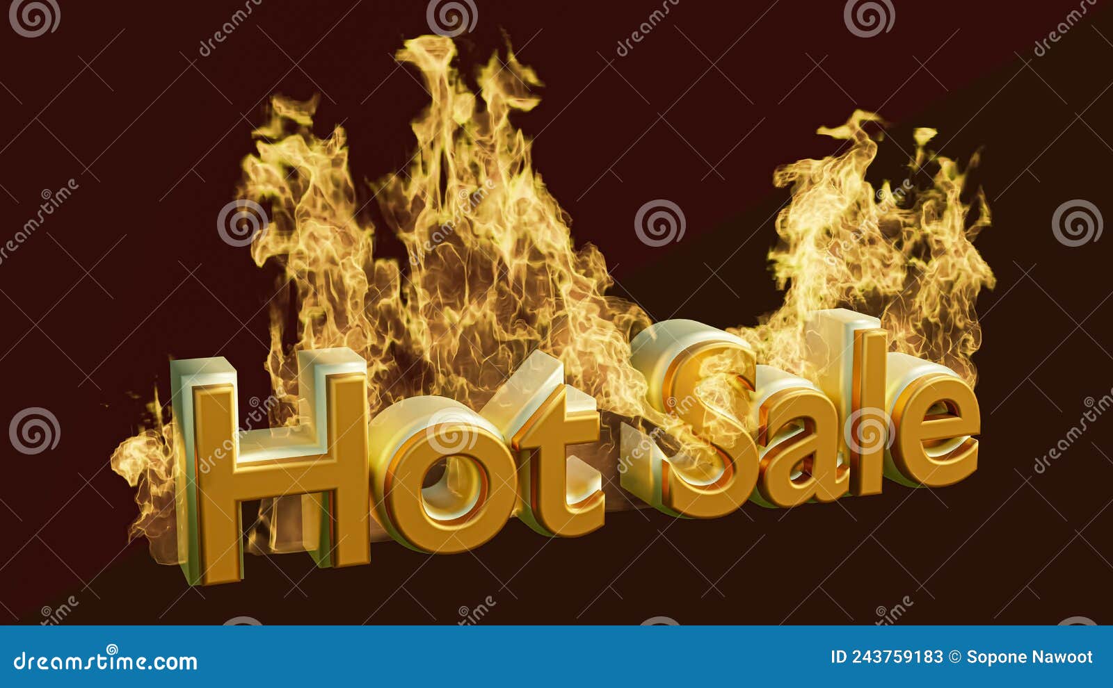 3d Hot Sale Sign and Flame Design. 3d Rendering Stock Illustration ...