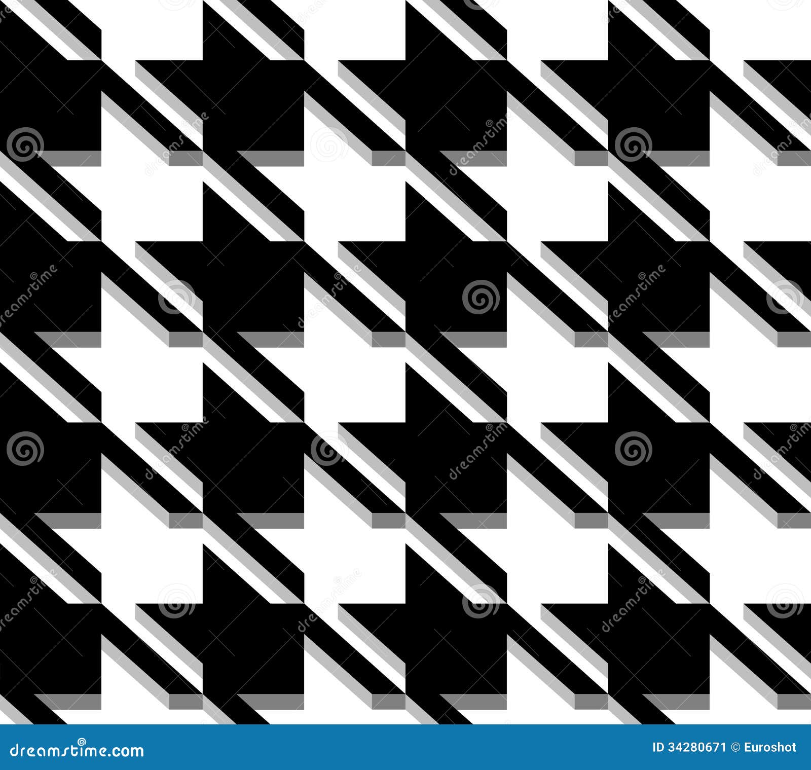 3D Houndstooth Weave, Vector Seamless Pattern. Stock Vector ...