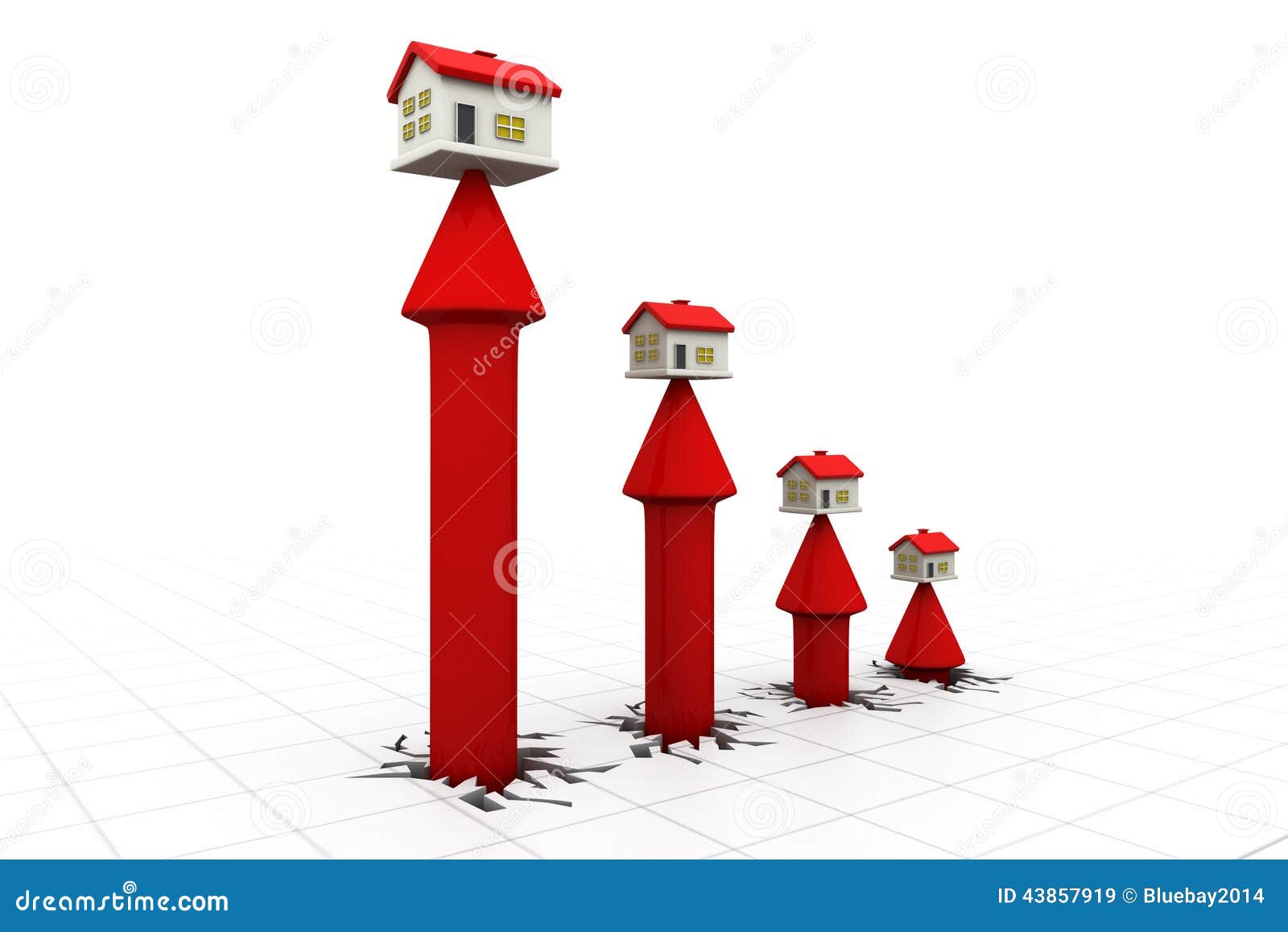 3d house and arrow graph stock illustration. Illustration of concept ...