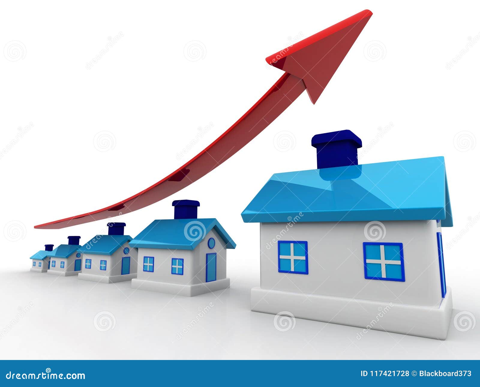 3d House and Arrow Graph. Growth in Real Estate Stock Illustration ...