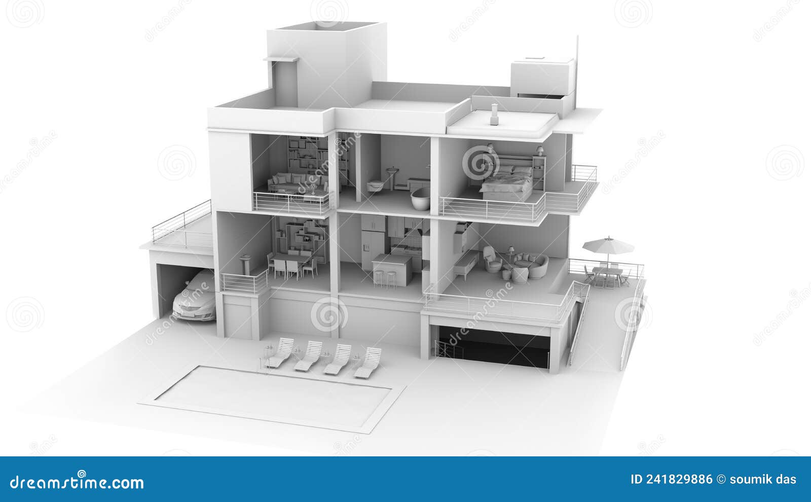 3d House Cross Section Render Stock Photo - Image of concept, slice ...