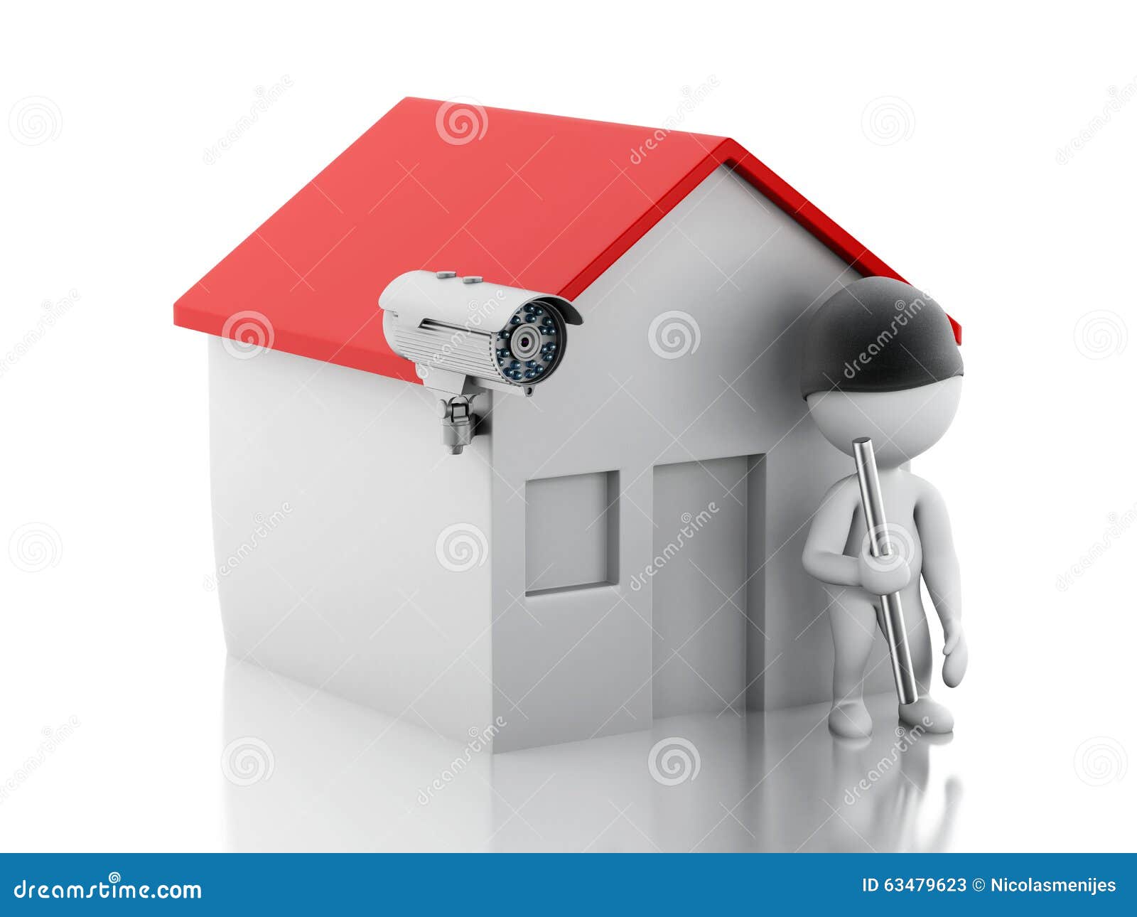 3d House With Security CCTV Camera. Stock Illustration - Illustration ...