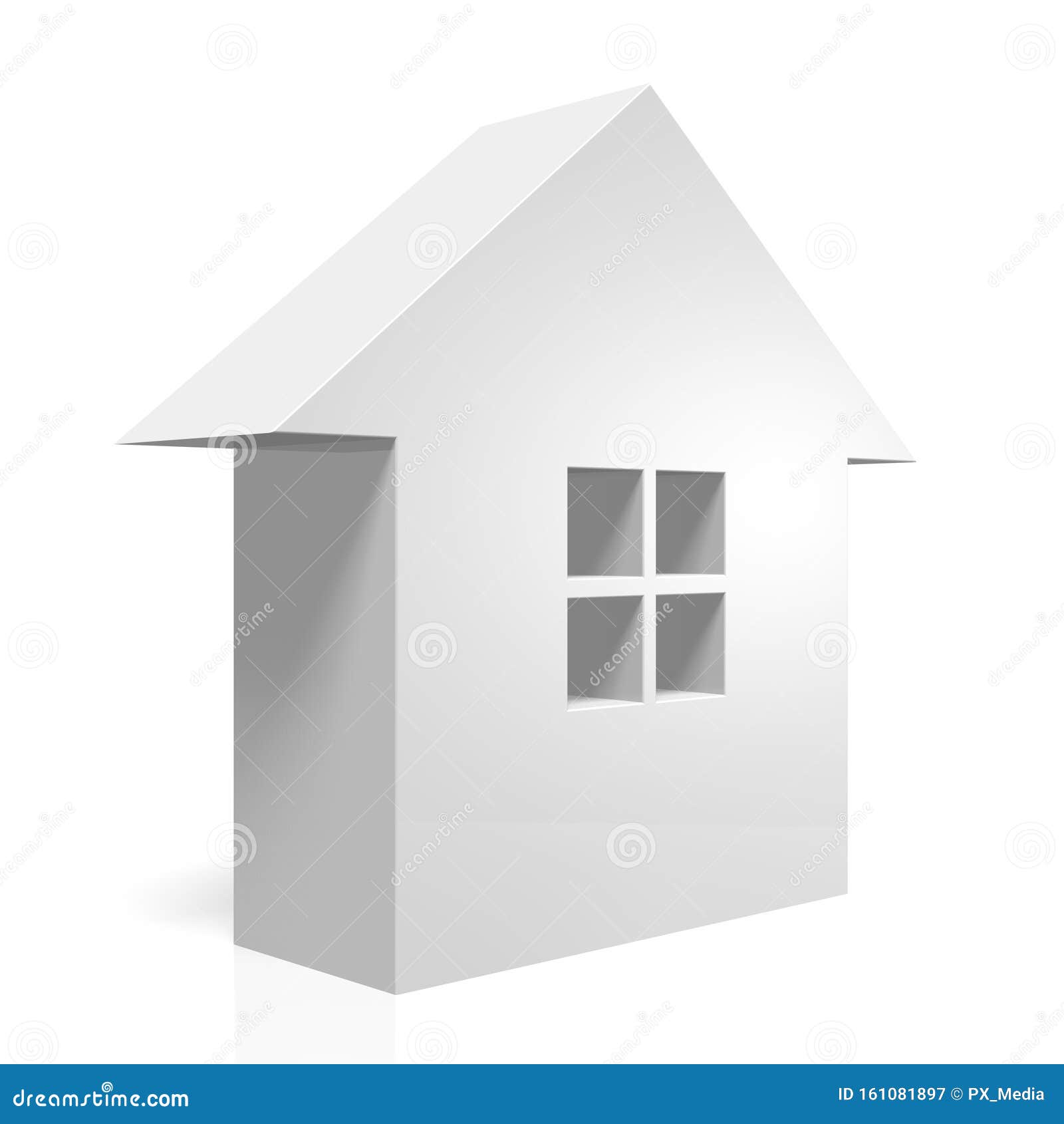 3D Geometrical House Shape - Isolated on White Background Stock ...