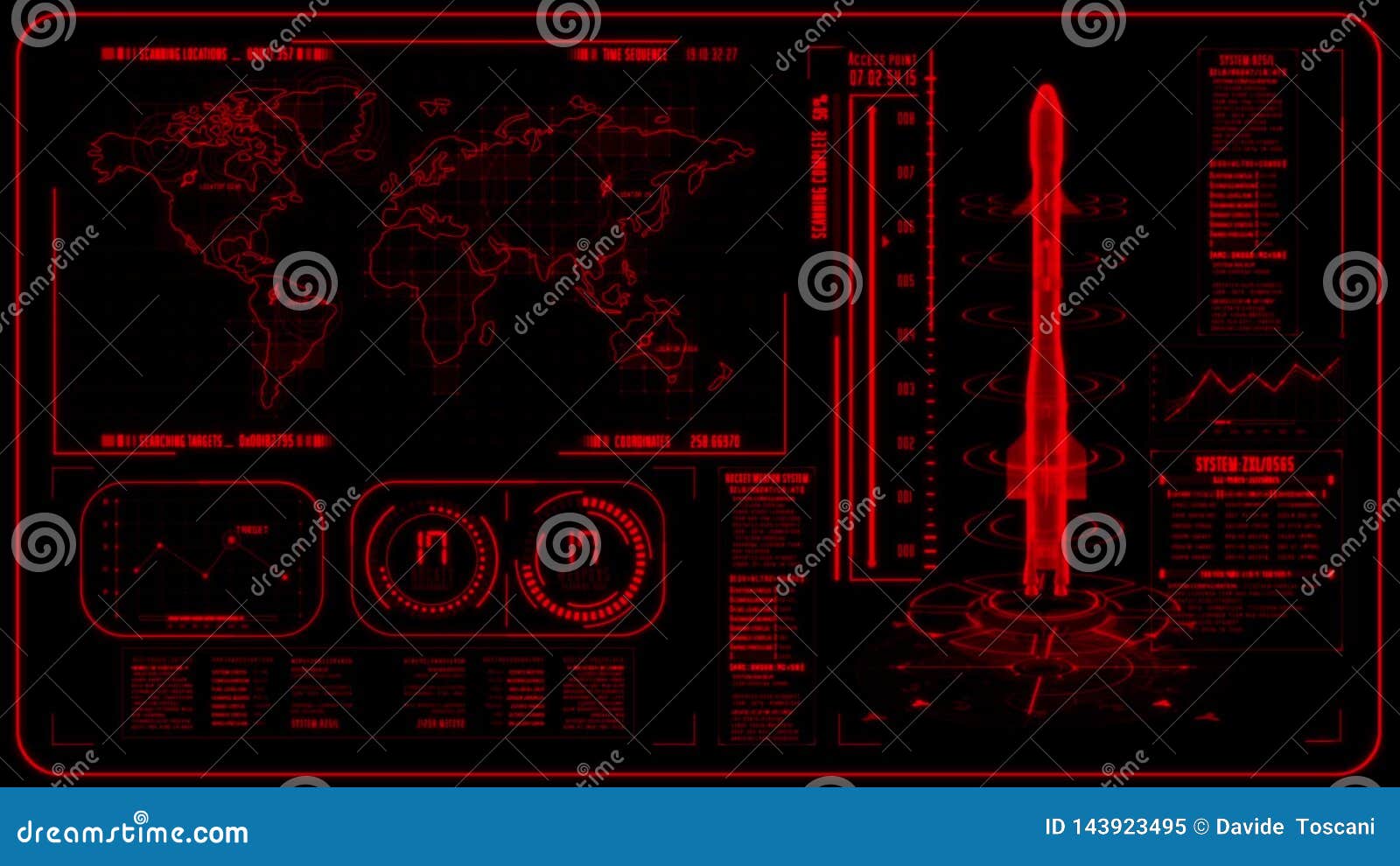 3D HUD Rocket Interface Motion Graphic Element Rojo Almacen De Video ...