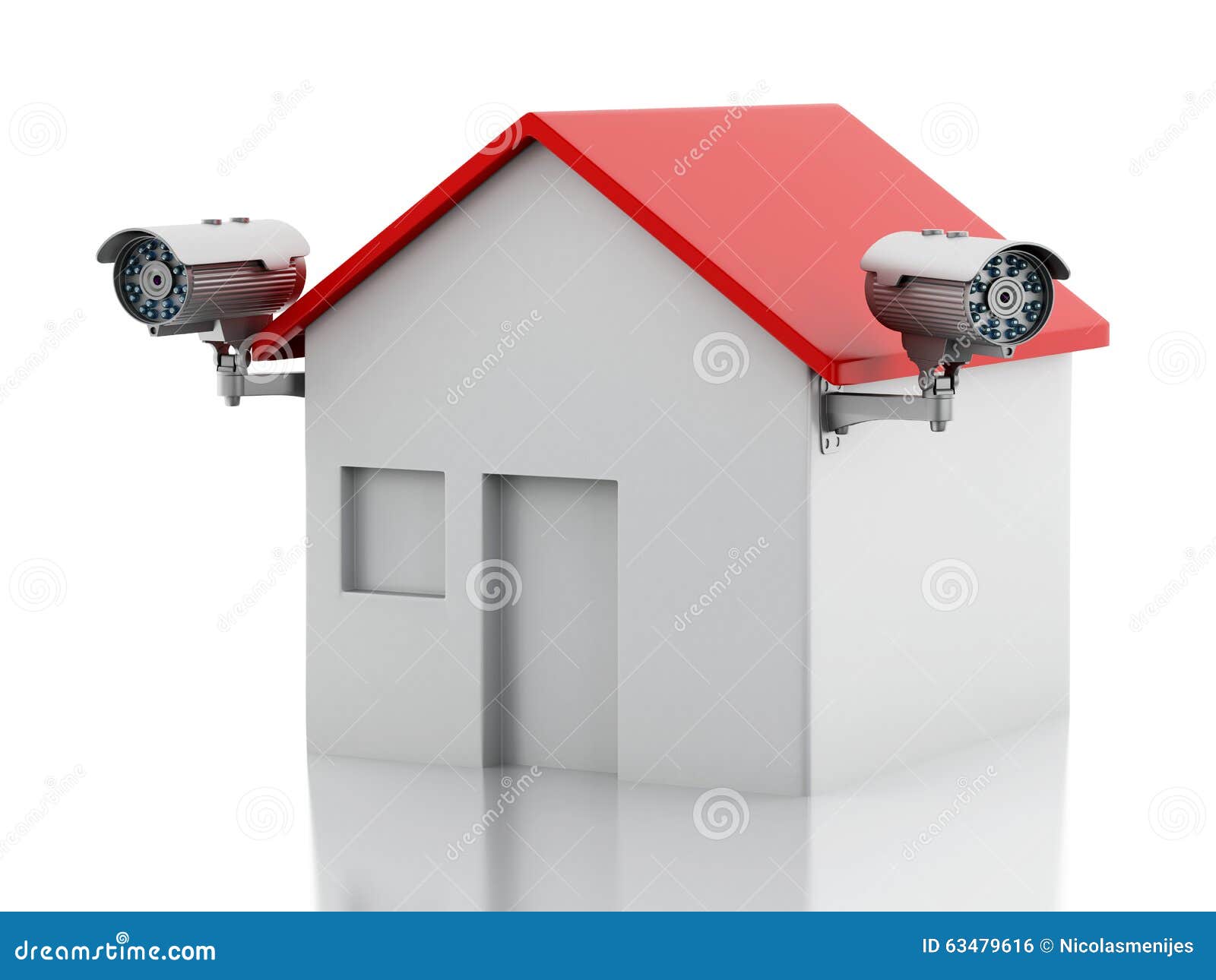 3d Huis Met De Camera Van Veiligheidskabeltelevisie Stock Illustratie ...