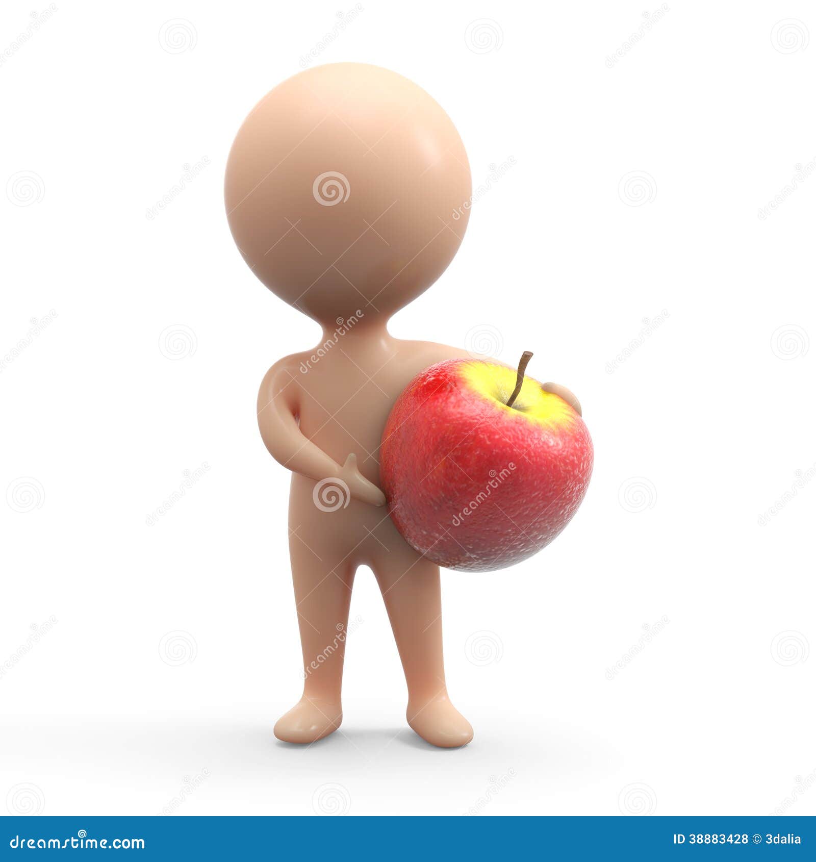 3d Human with apple stock illustration. Illustration of diet - 38883428