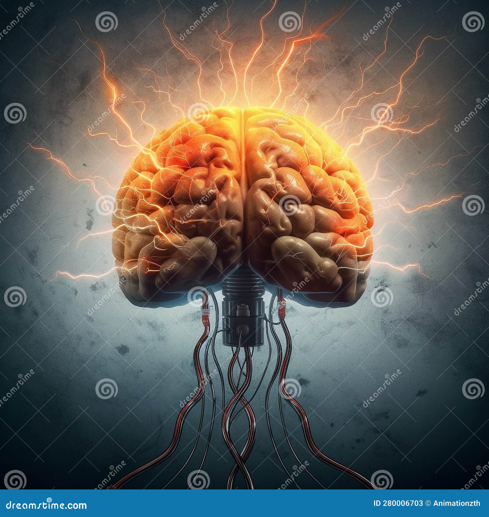 3D of Human Brain, Illustration, Brain Virus Infection Concept ...