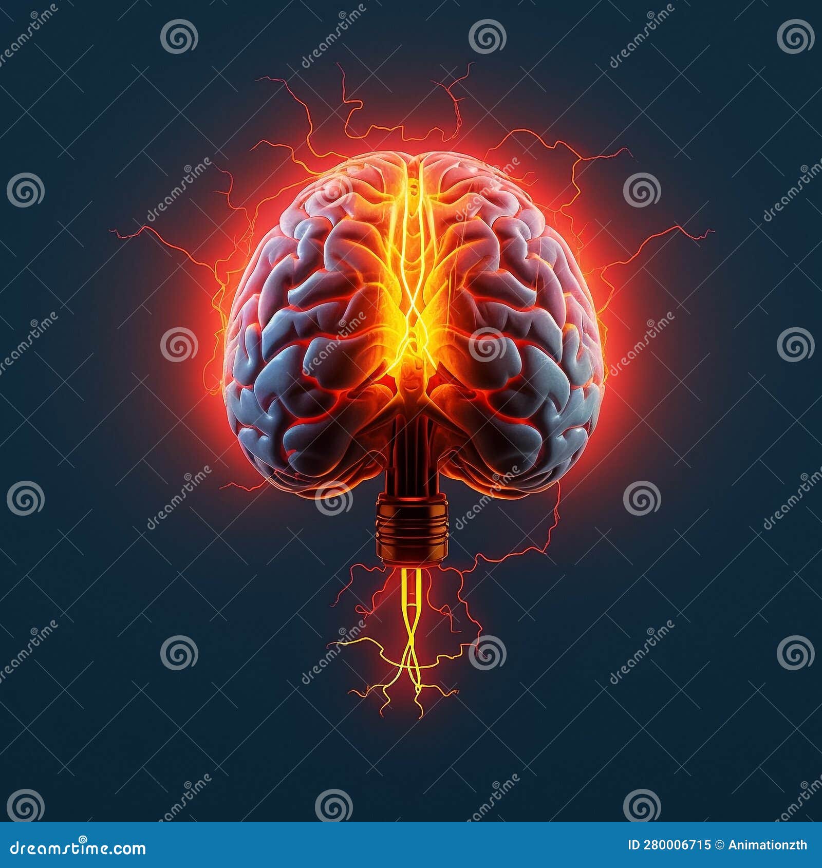3D of Human Brain, Illustration, Brain Virus Infection Concept ...