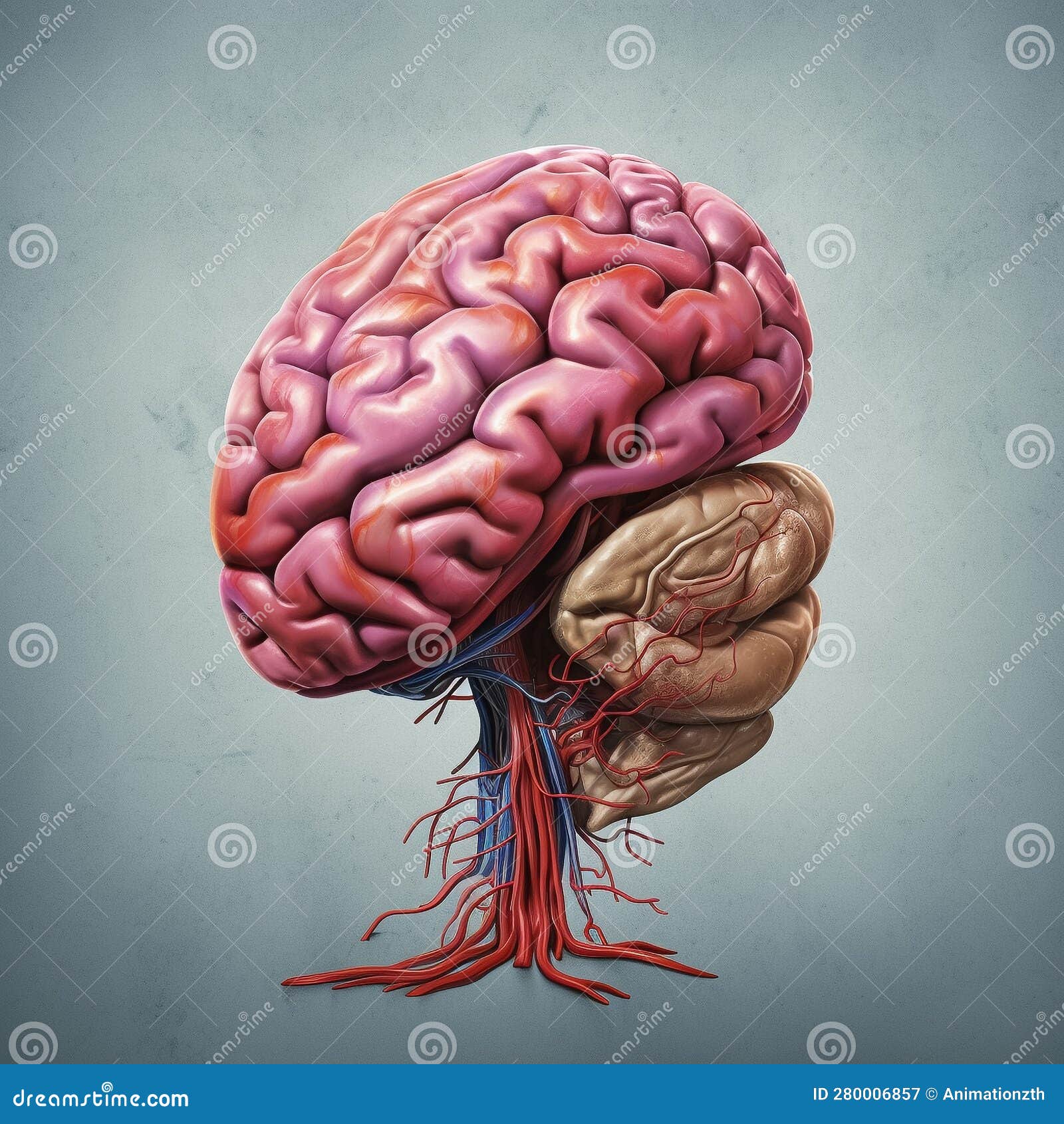 3D of Human Brain, Illustration, Brain Virus Infection Concept ...