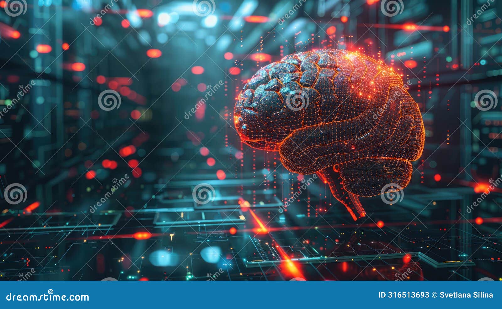 3D Human Brain Model with Glowing Neural Connections on Digital ...