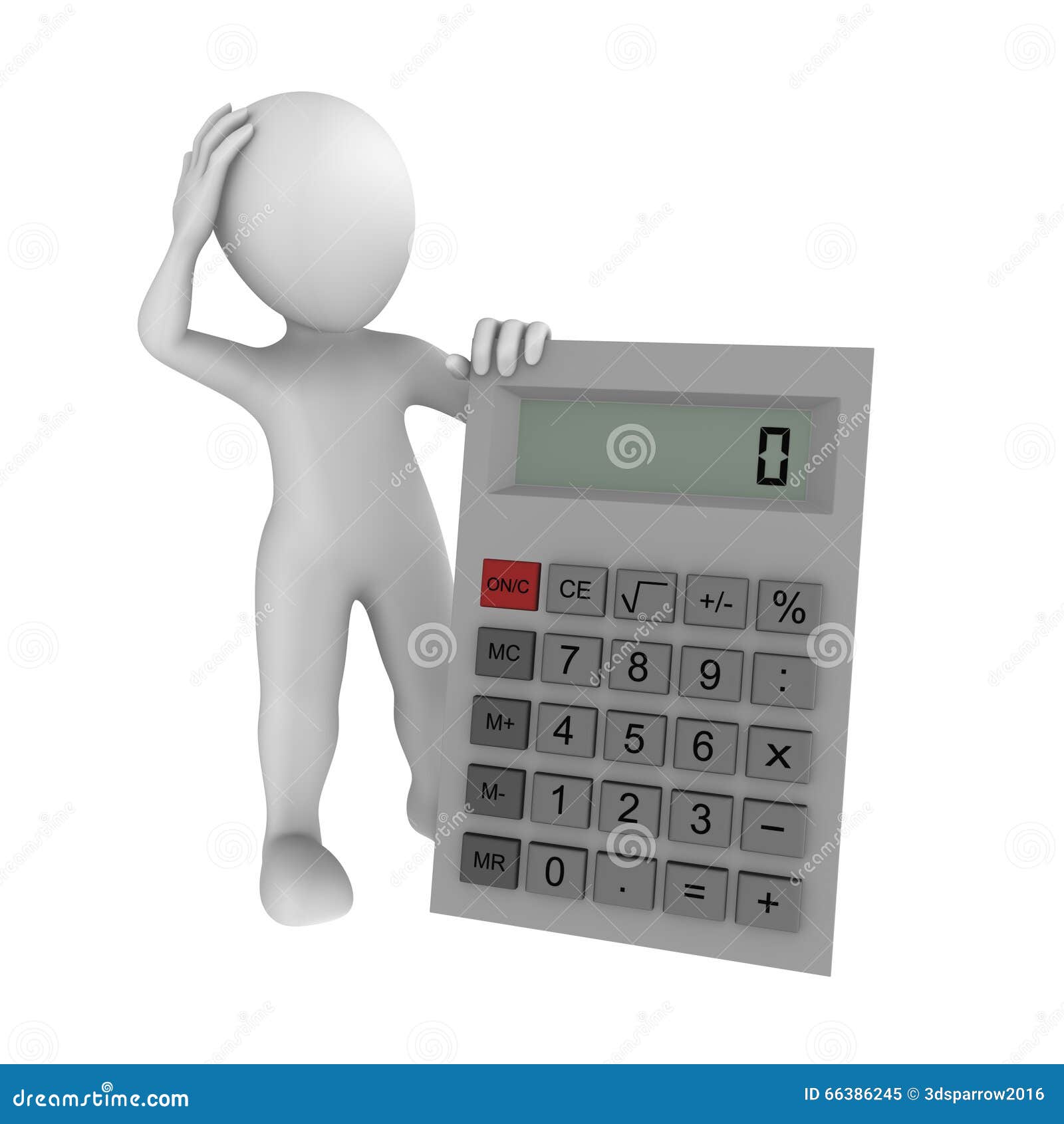 3d human with calculator stock illustration. Illustration of zero ...