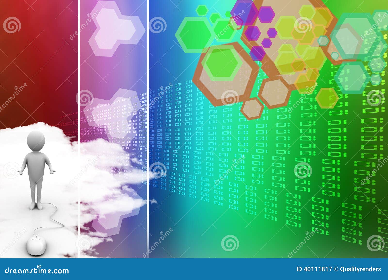 3d Human Connected Via Mouse Illustration Stock Illustration ...