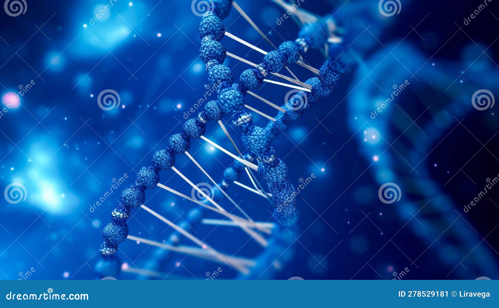 3d Human DNA Strand Structure on Blue Background Stock Illustration ...