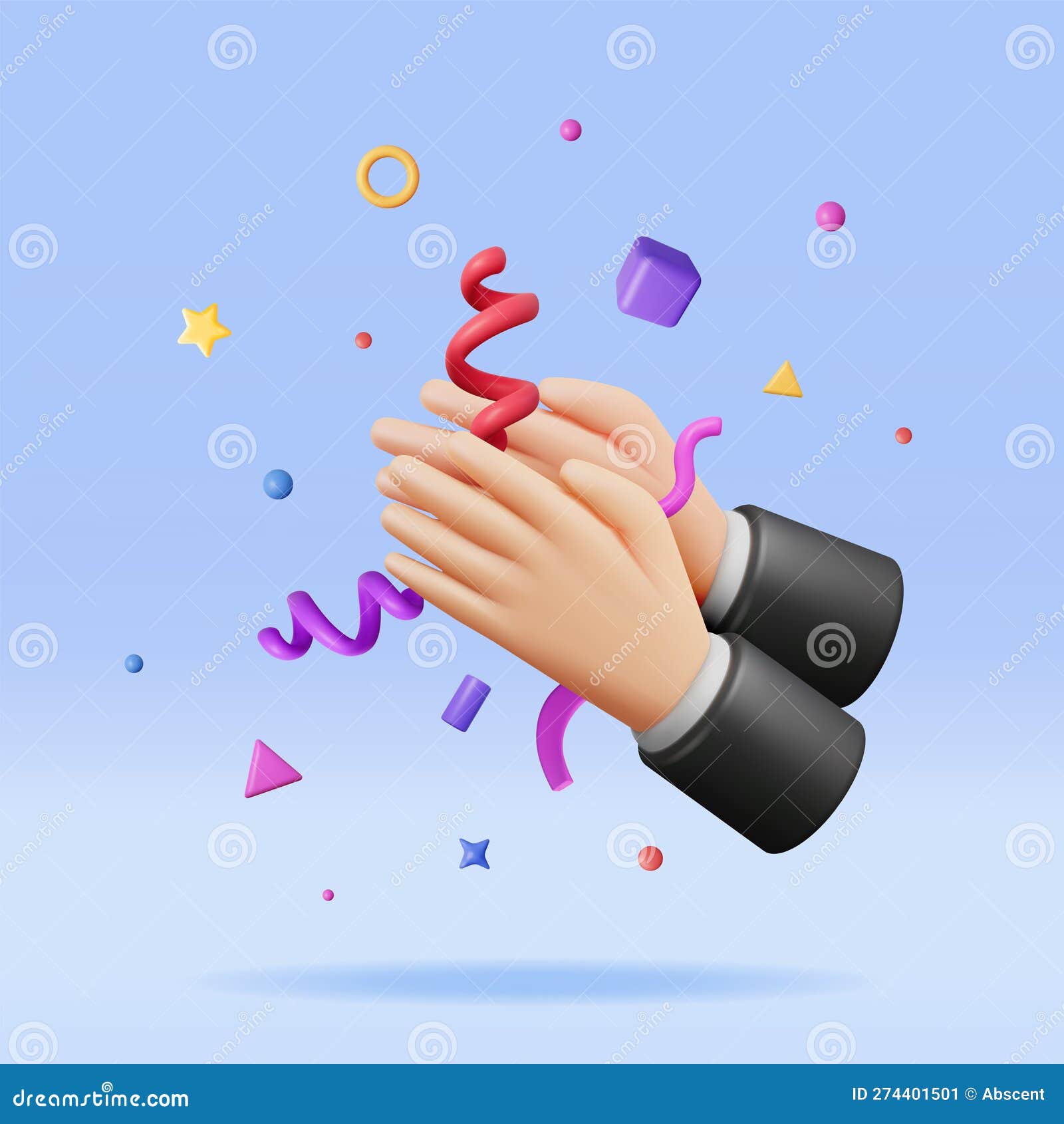 3D Rendering Of A Clapping Hands Emoticon Sign Isolated On A White ...