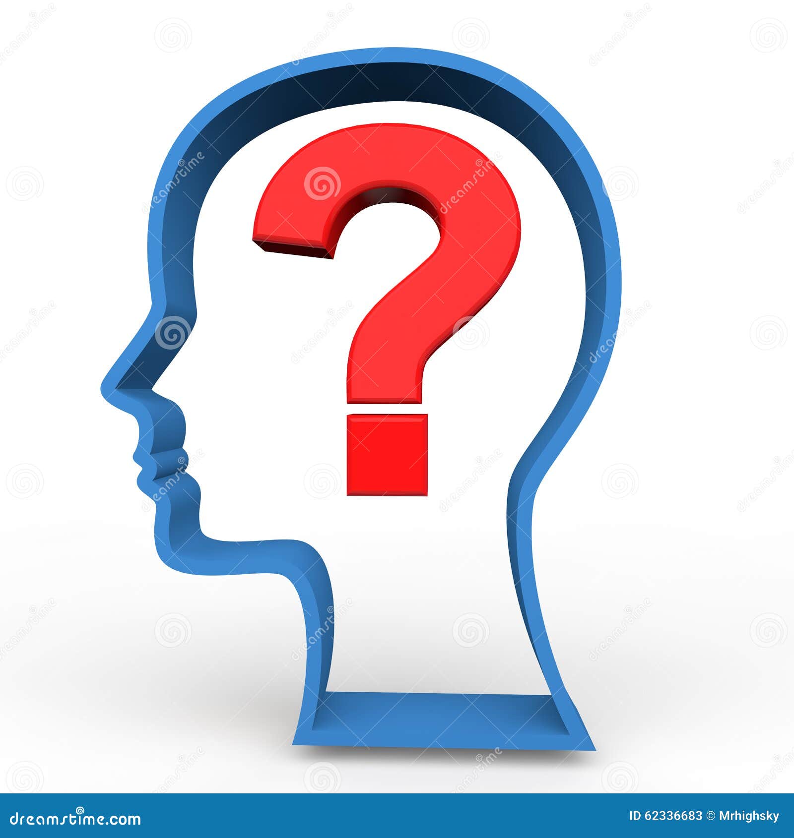 3D Head Shape Made Of White Question Marks Stock Photo | CartoonDealer ...