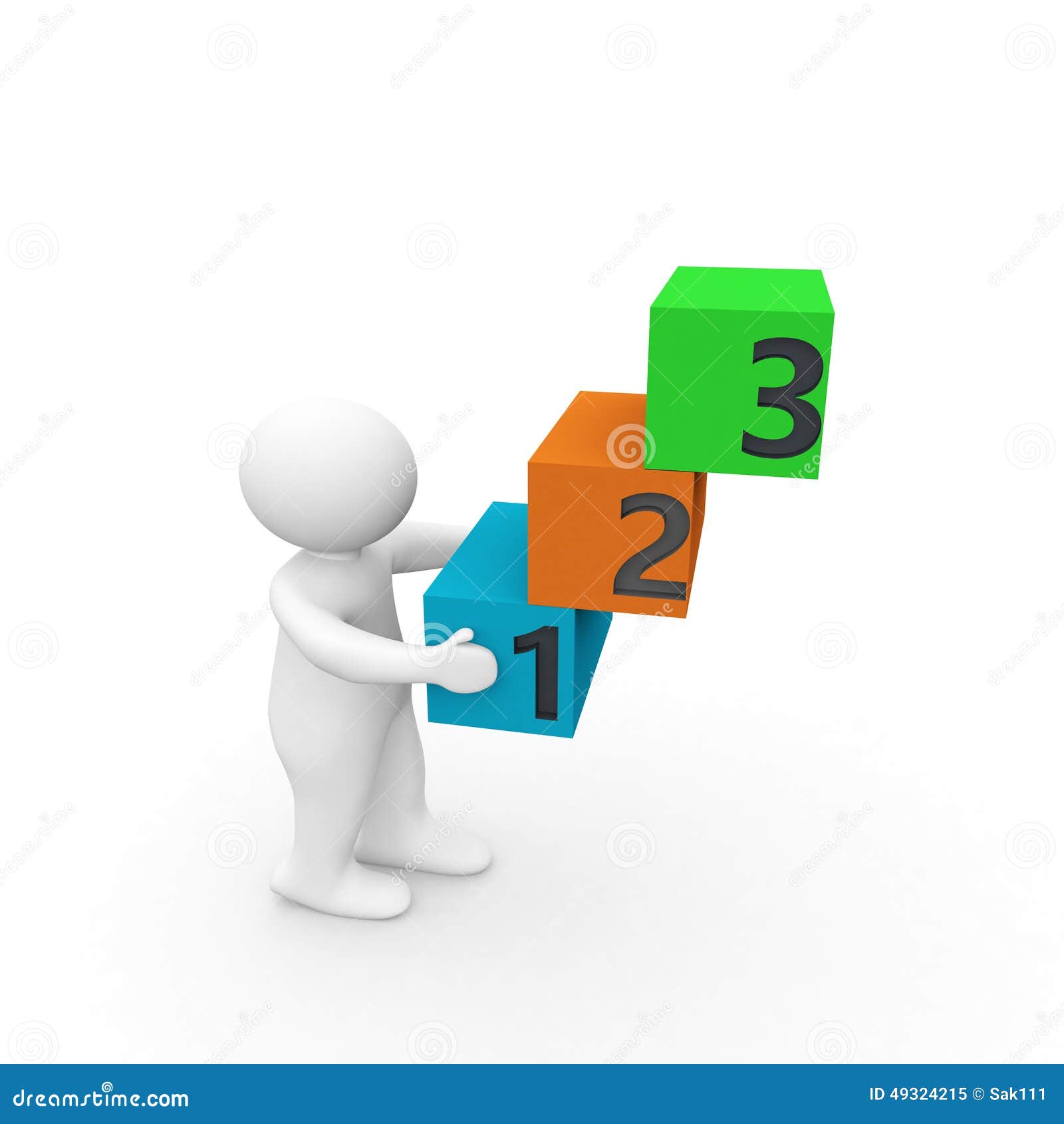 3d Human Holding Box Number Stock Illustration - Illustration of ...