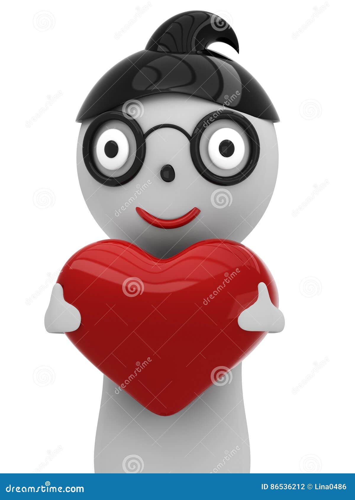 3d Human in Love with 3d Red Heart Stock Illustration - Illustration of ...