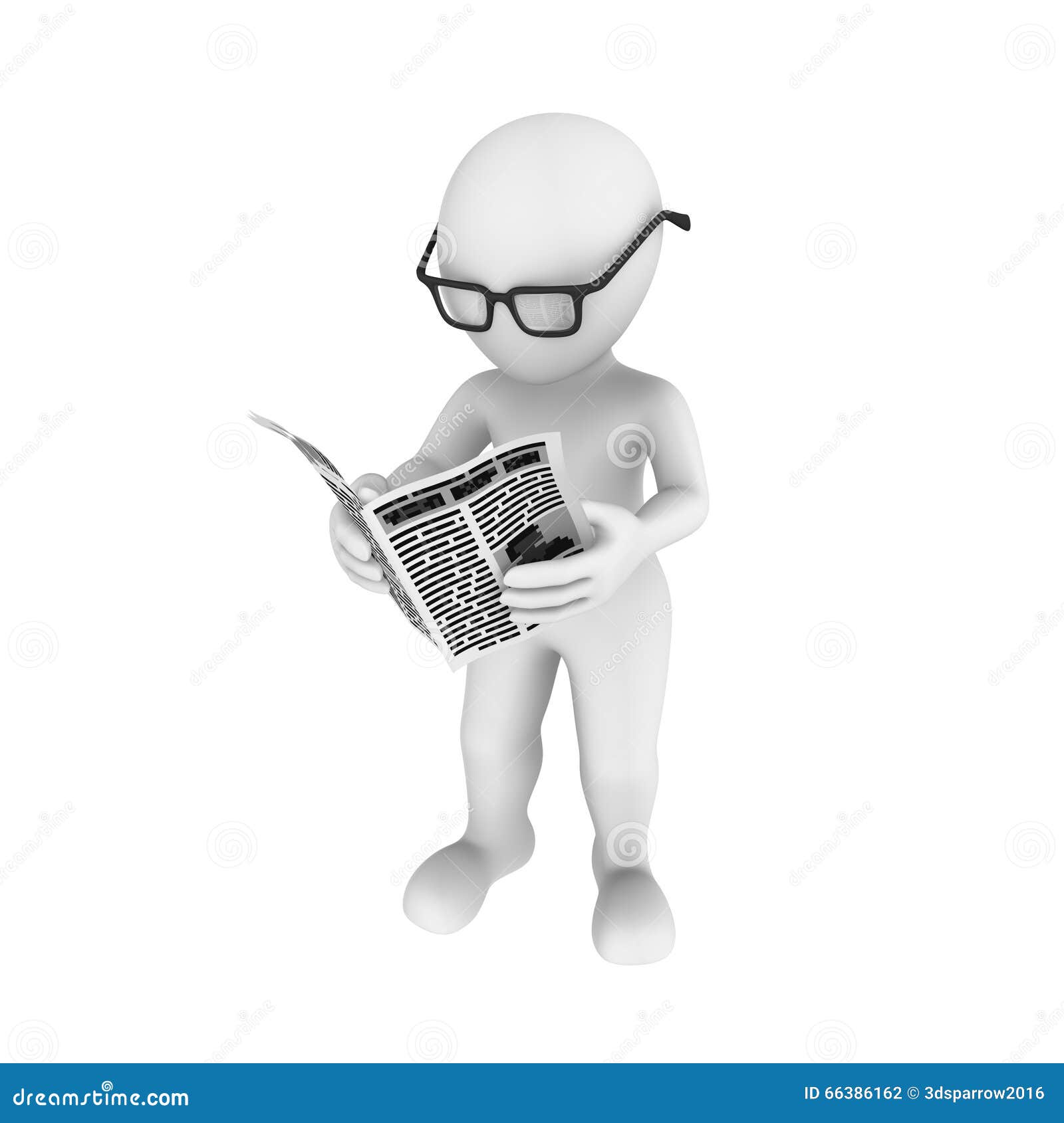 3d man reading newspaper stock illustration. Illustration of character ...