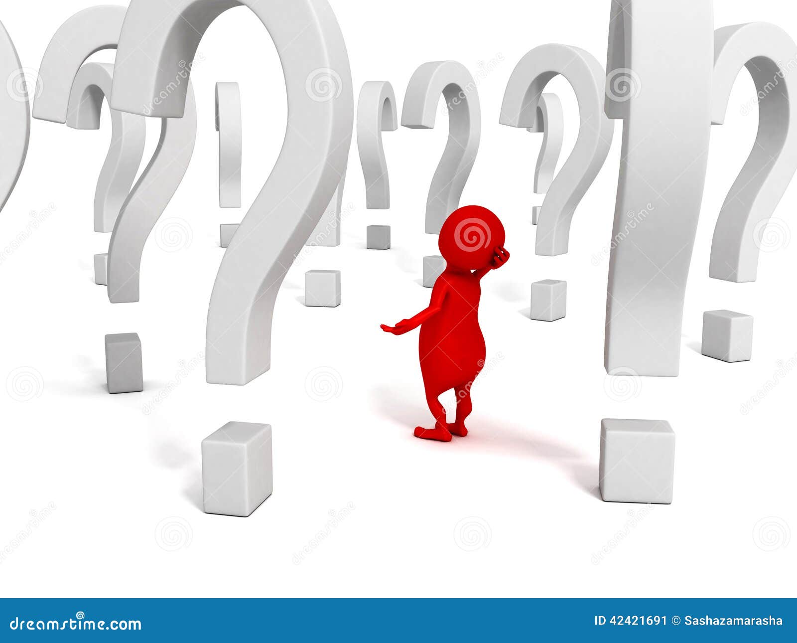 3d Human Person with Many Question Marks Stock Illustration ...