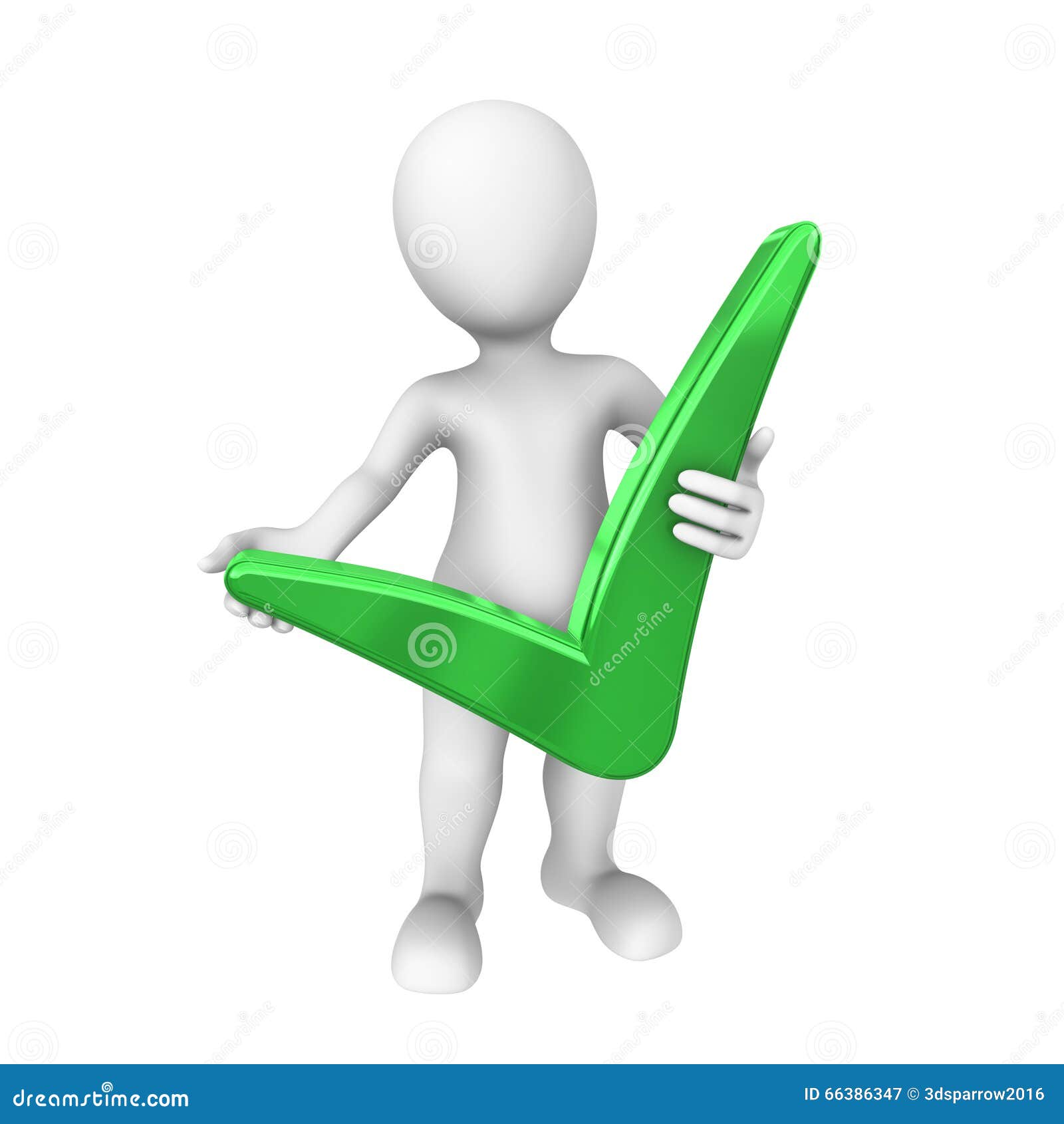 3d man with check mark stock illustration. Illustration of tick - 66386347
