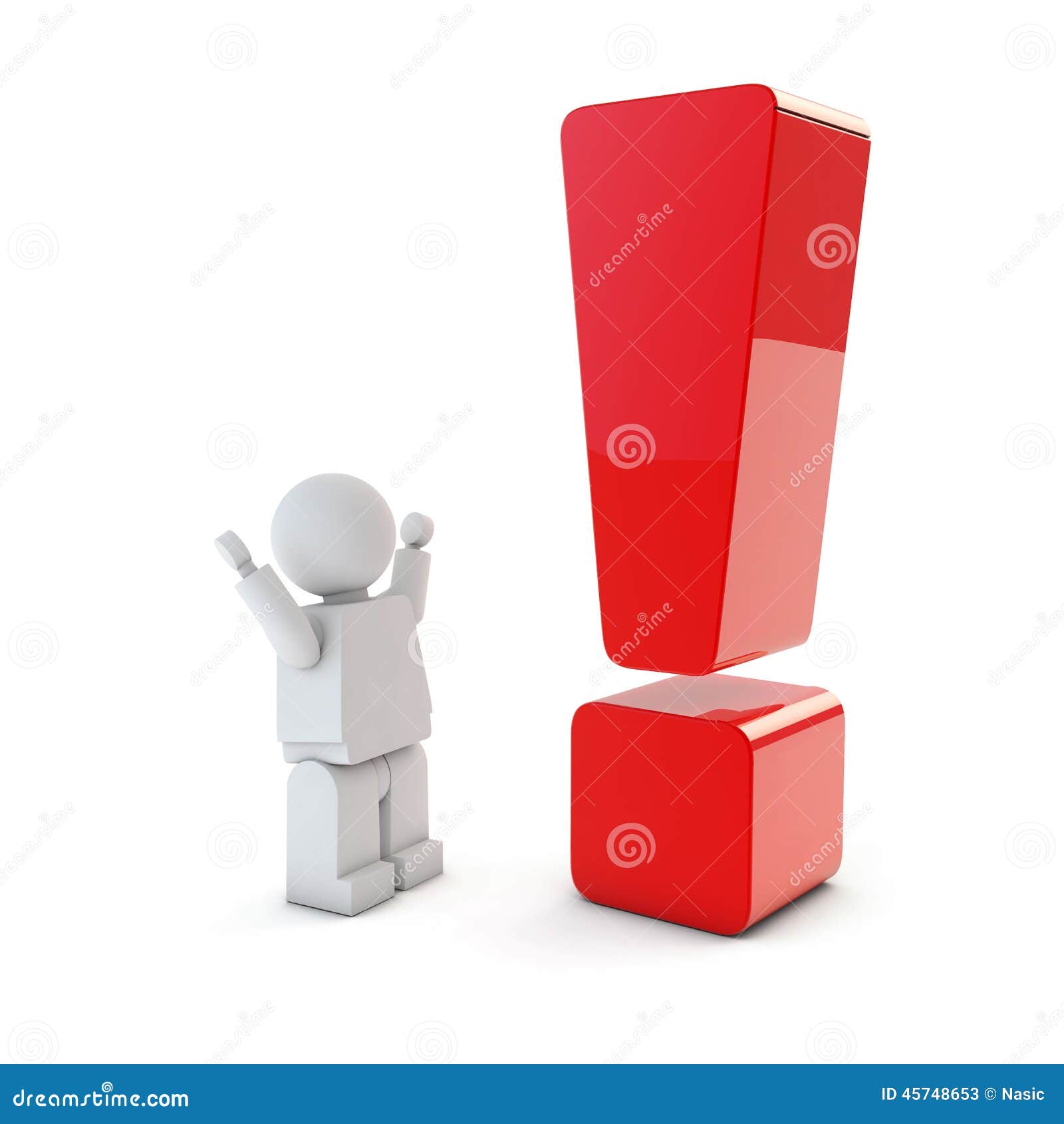 3d Human with a Red Exclamation Mark Stock Illustration - Illustration ...