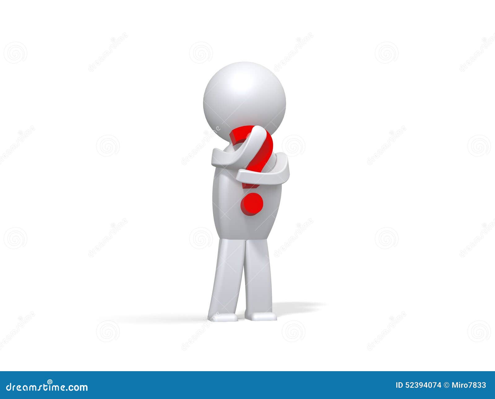 3d Human with a Red Question Mark Stock Illustration - Illustration of ...