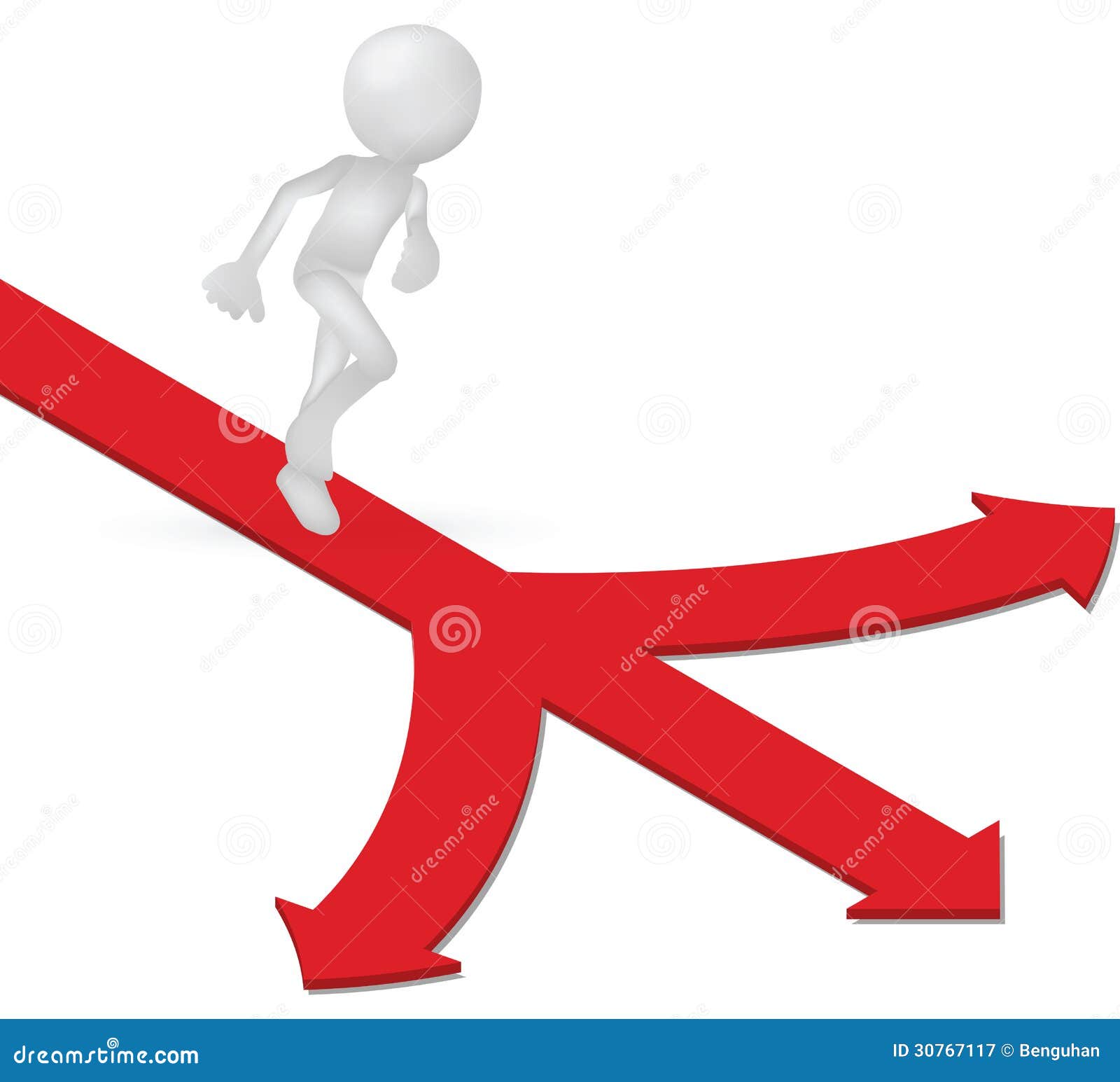 3d Human Running with Arrow Direction Ways Stock Illustration ...