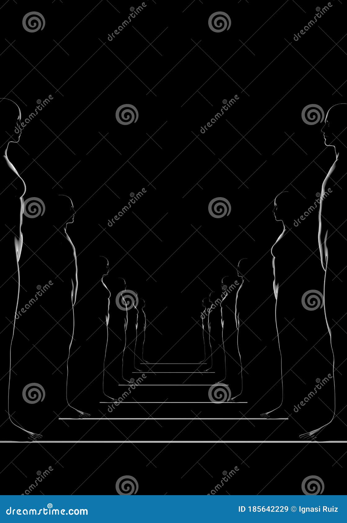 3d Human Shapes in a Row . 3d Rendering Stock Illustration ...