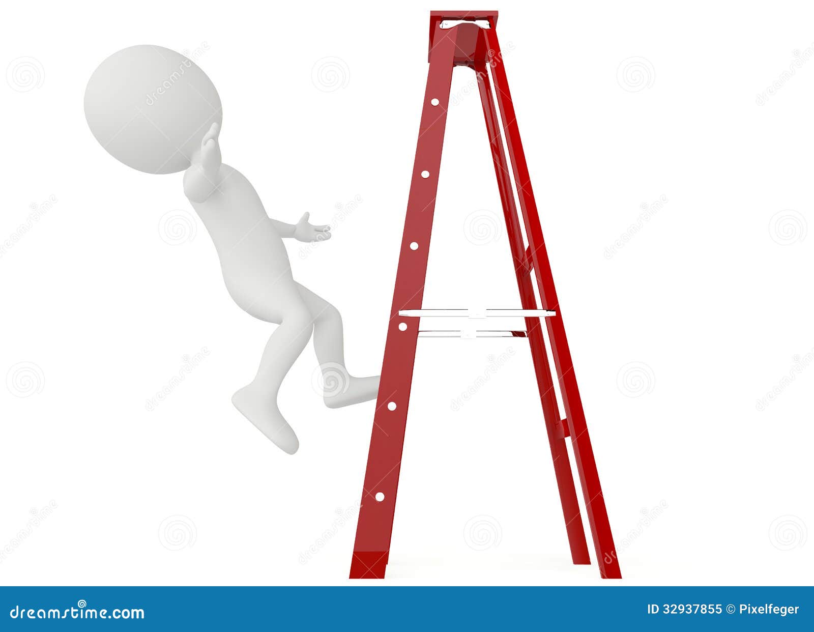 3d Man Falling From Ladder During Work Stock Illustration ...