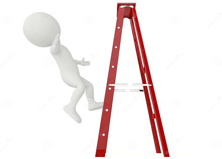 3d Humanoid Character Falling from a Ladder Stock Illustration ...