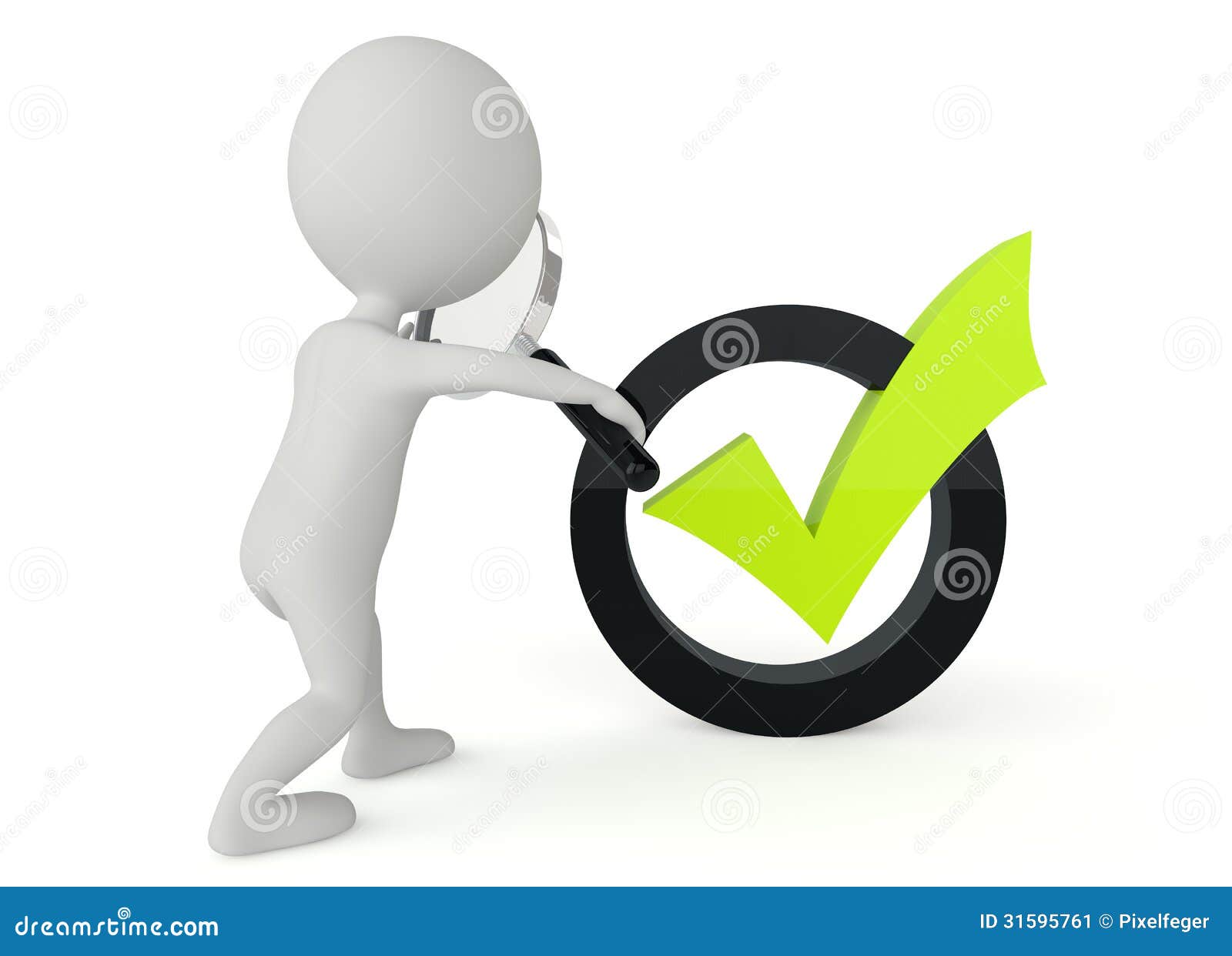 3d Humanoid Character With A Green Checkmark Stock Image ...