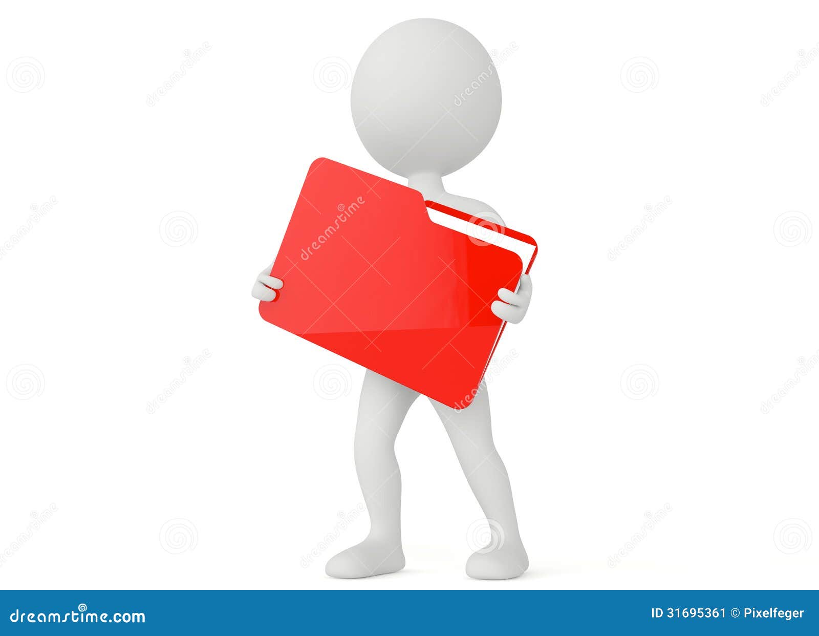 3d Humanoid Character Hold a File Folder Stock Illustration ...