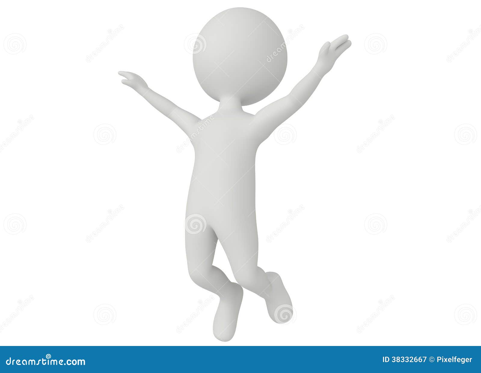 3d Humanoid Character Jumping Stock Illustration - Illustration of ...