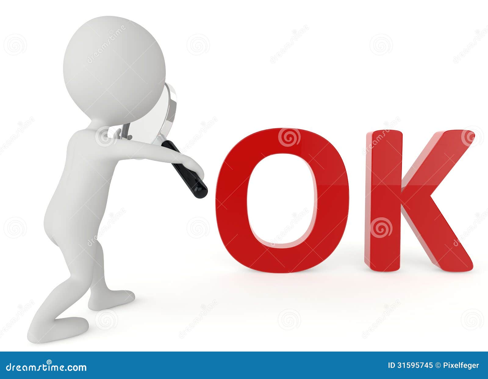 3d Humanoid Character with a OK Word Stock Illustration - Illustration ...