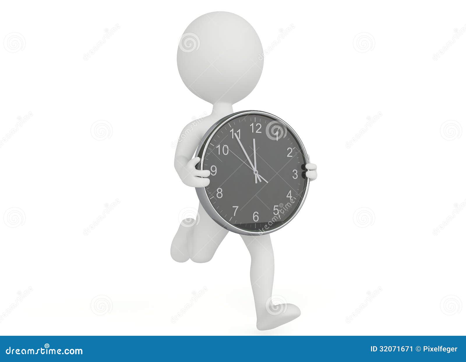 3d Humanoid Character Running with a Clock Stock Illustration ...