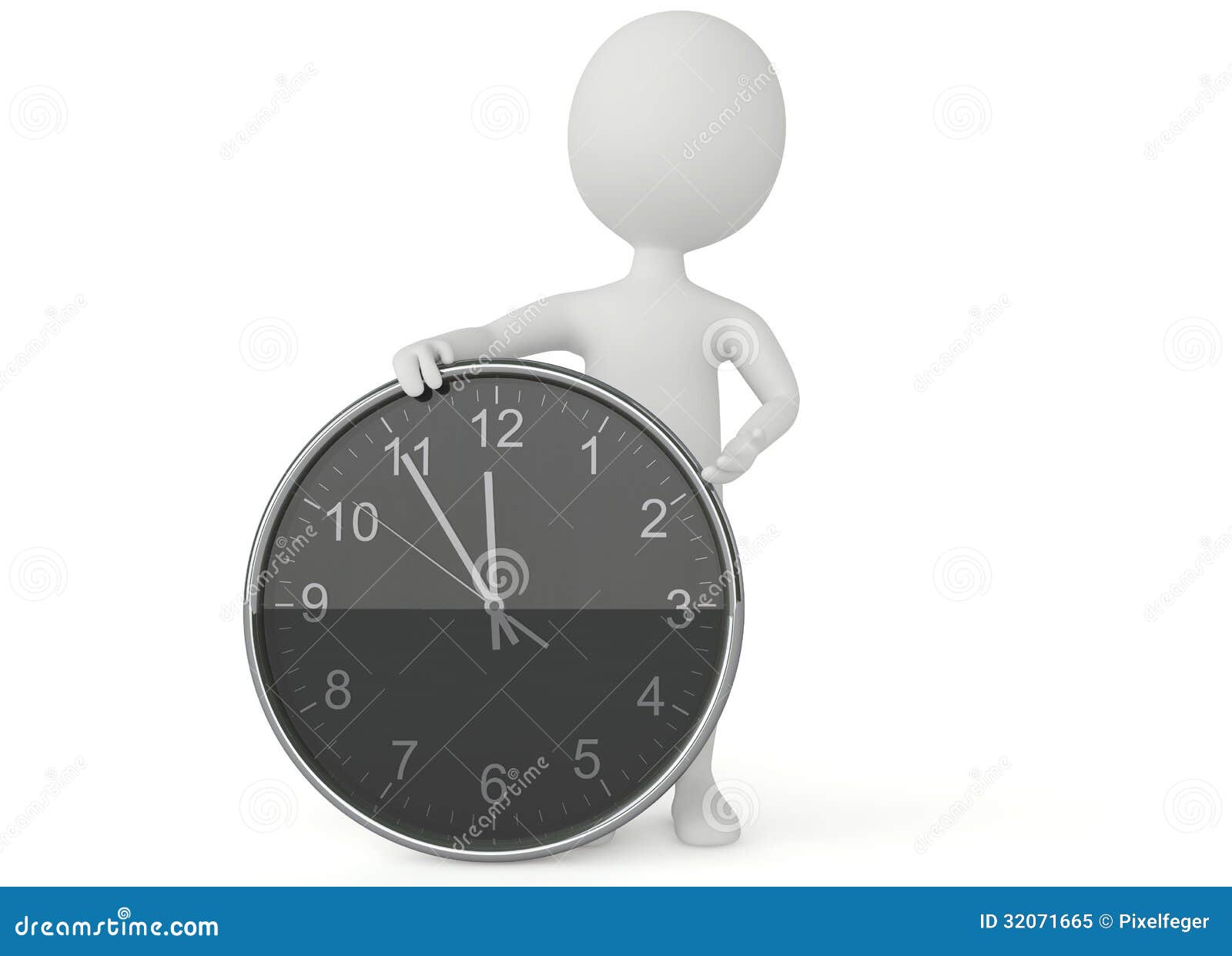 3d Humanoid Character Show a Clock Stock Illustration - Illustration of ...