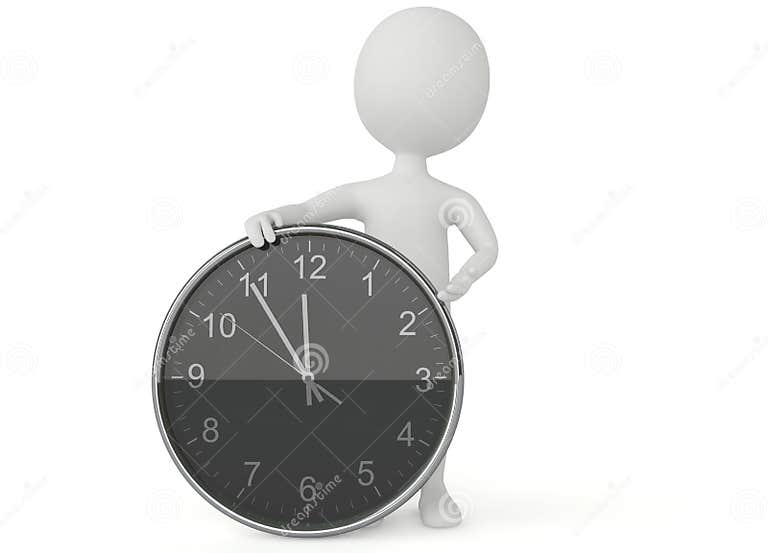 3d Humanoid Character Show a Clock Stock Illustration - Illustration of ...